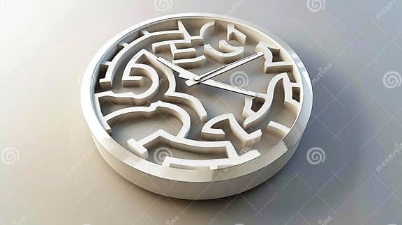 White Labyrinth Wall Clock with Abstract Design Stock Image - Image of ...