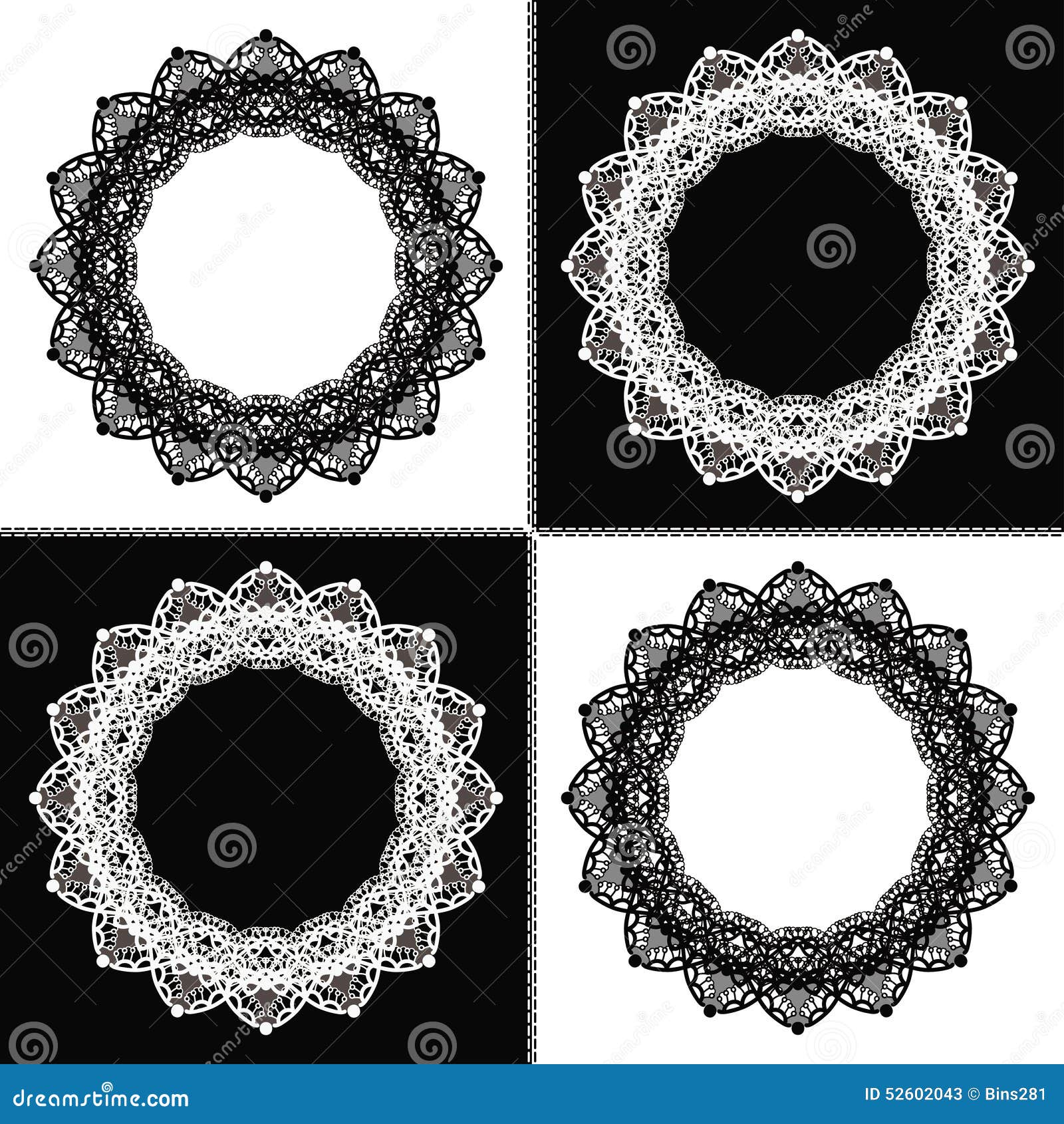 White Lace on Black Background Stock Vector - Illustration of material ...