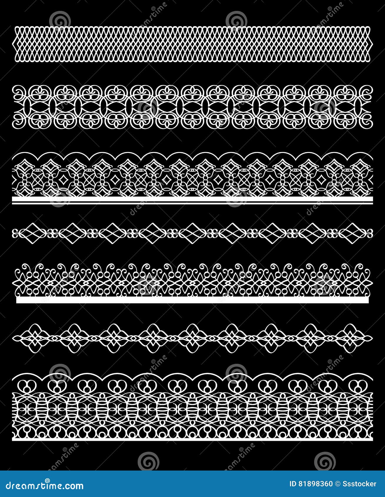 White lace borders set stock vector. Illustration of element - 81898360