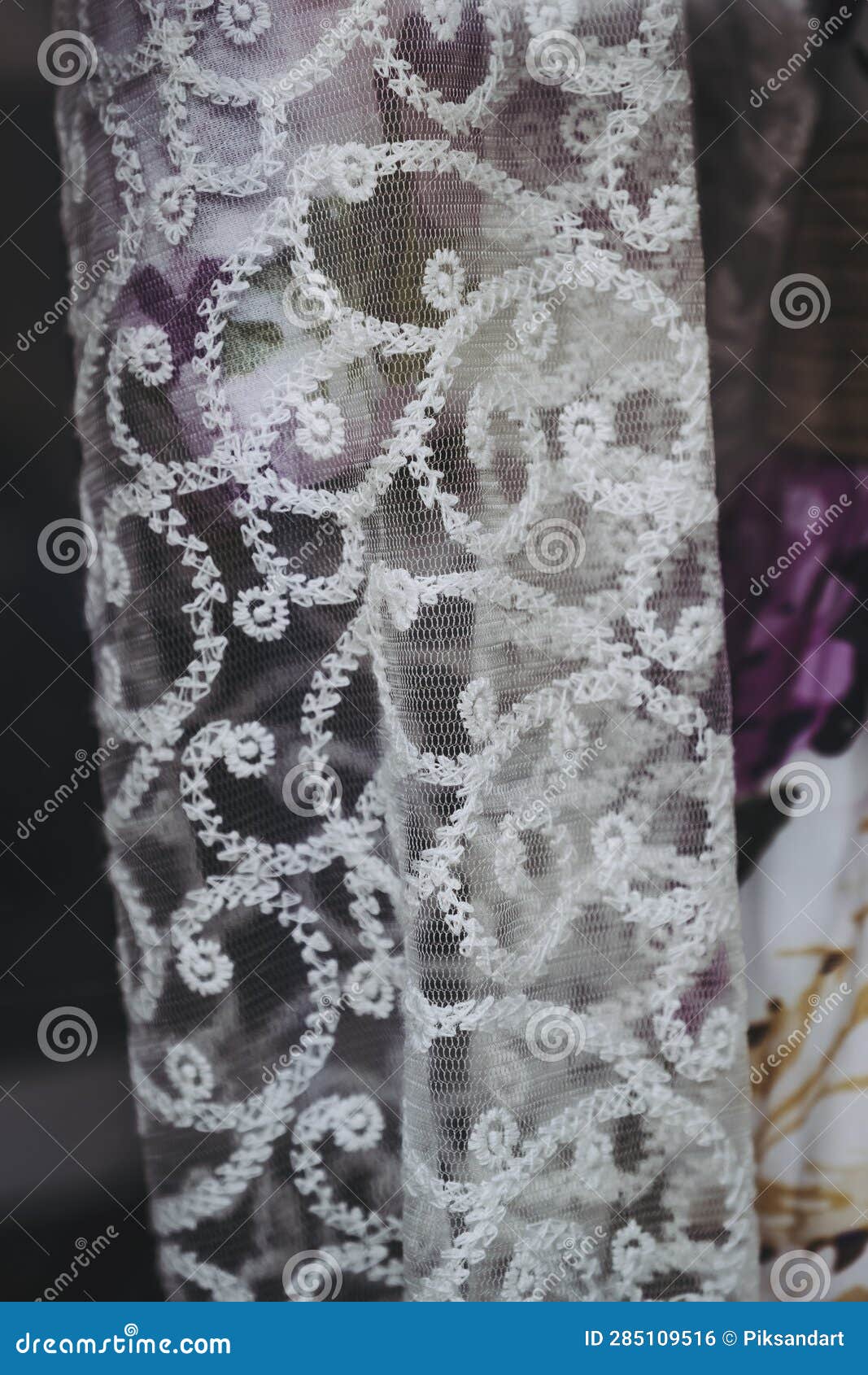White Lace Fabric with Embroidered Patterns Stock Photo - Image of ...