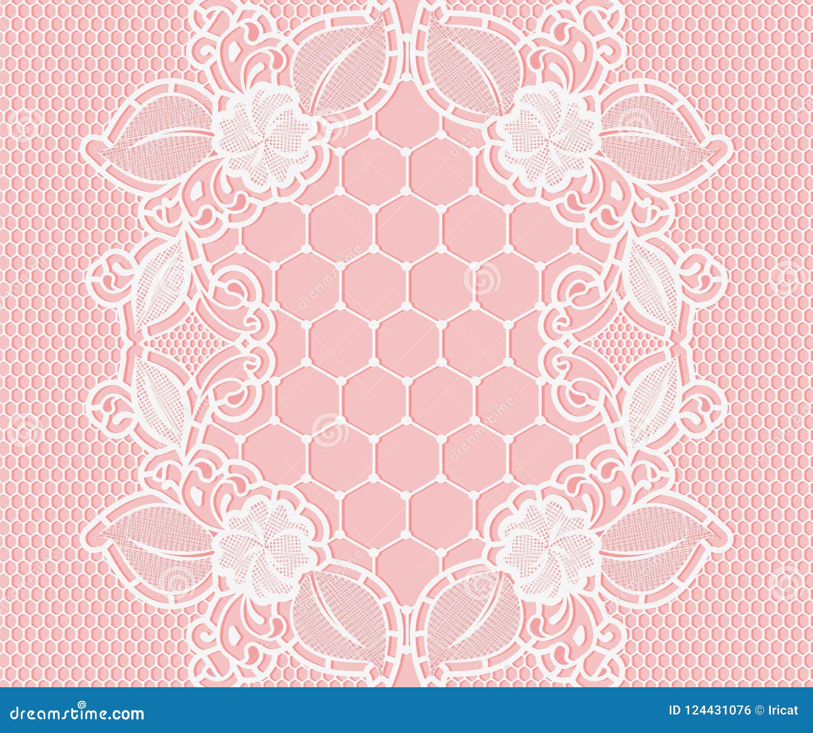 White Lace Floral Grid Pattern on a Pink Background Stock Vector ...