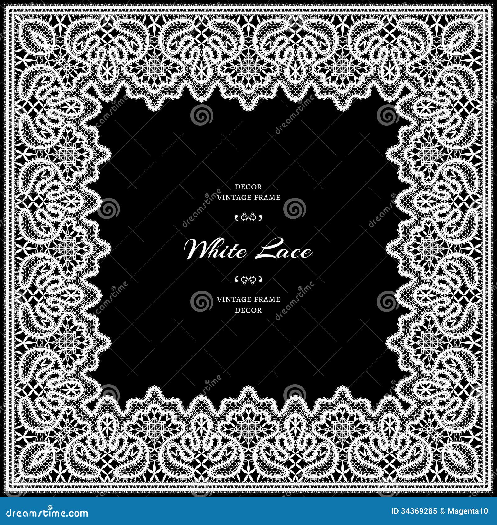 White lace frame stock vector. Illustration of doily - 34369285