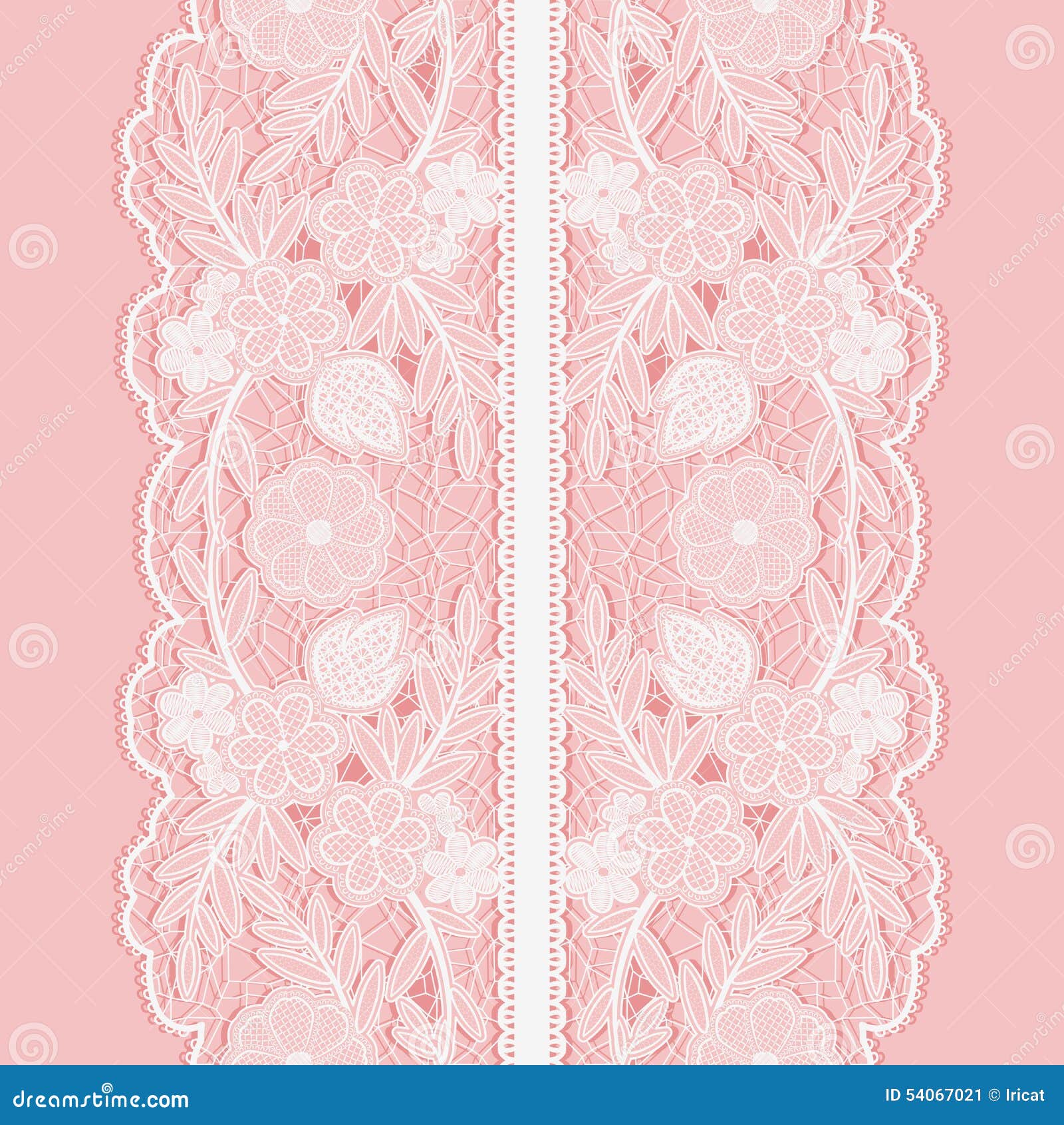 White Lace Seamless Pattern of Broad Vertical Floral Tape. Stock Vector ...