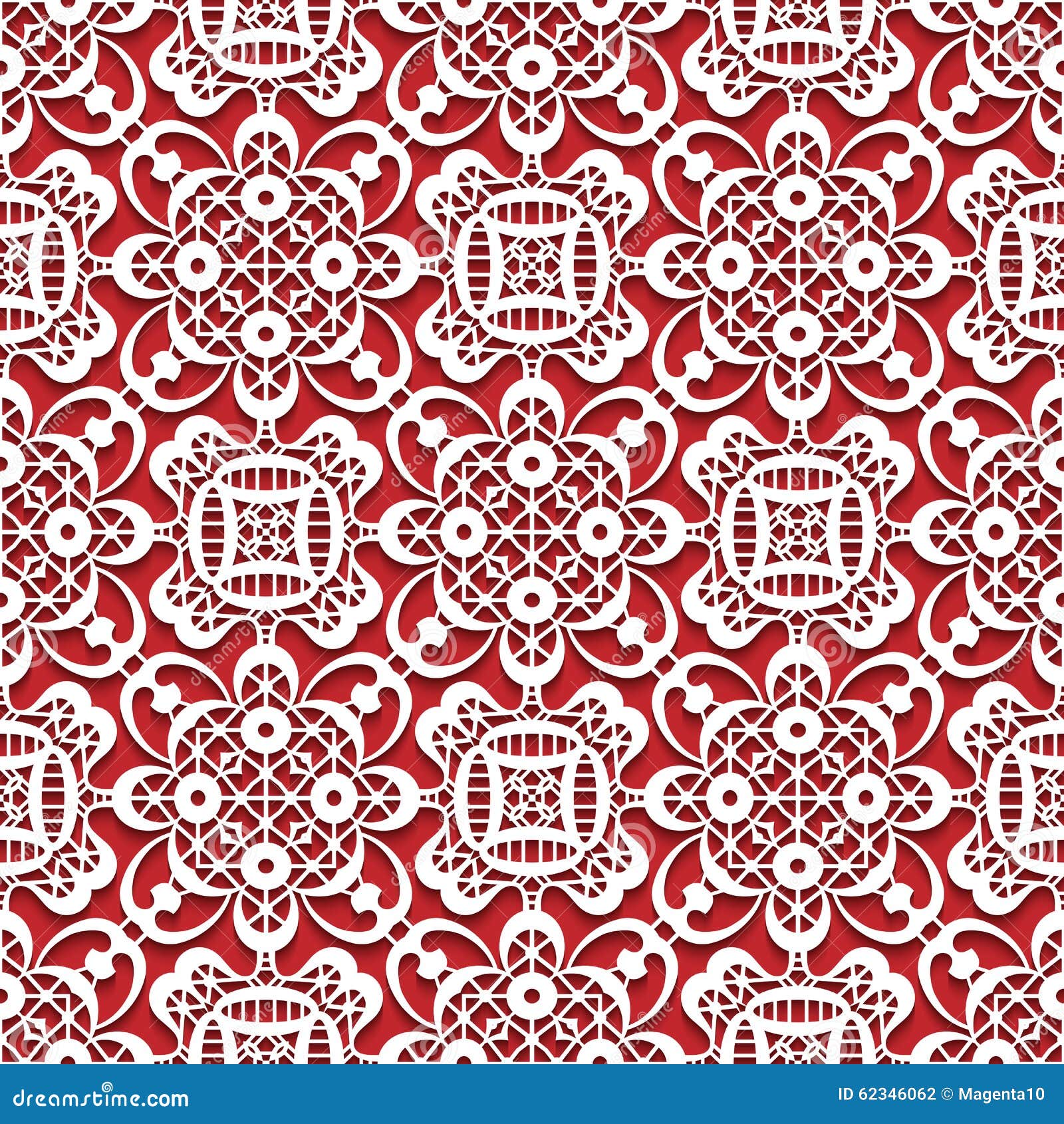 White Lace Texture On Red, Seamless Lace Pattern Vector Illustration ...