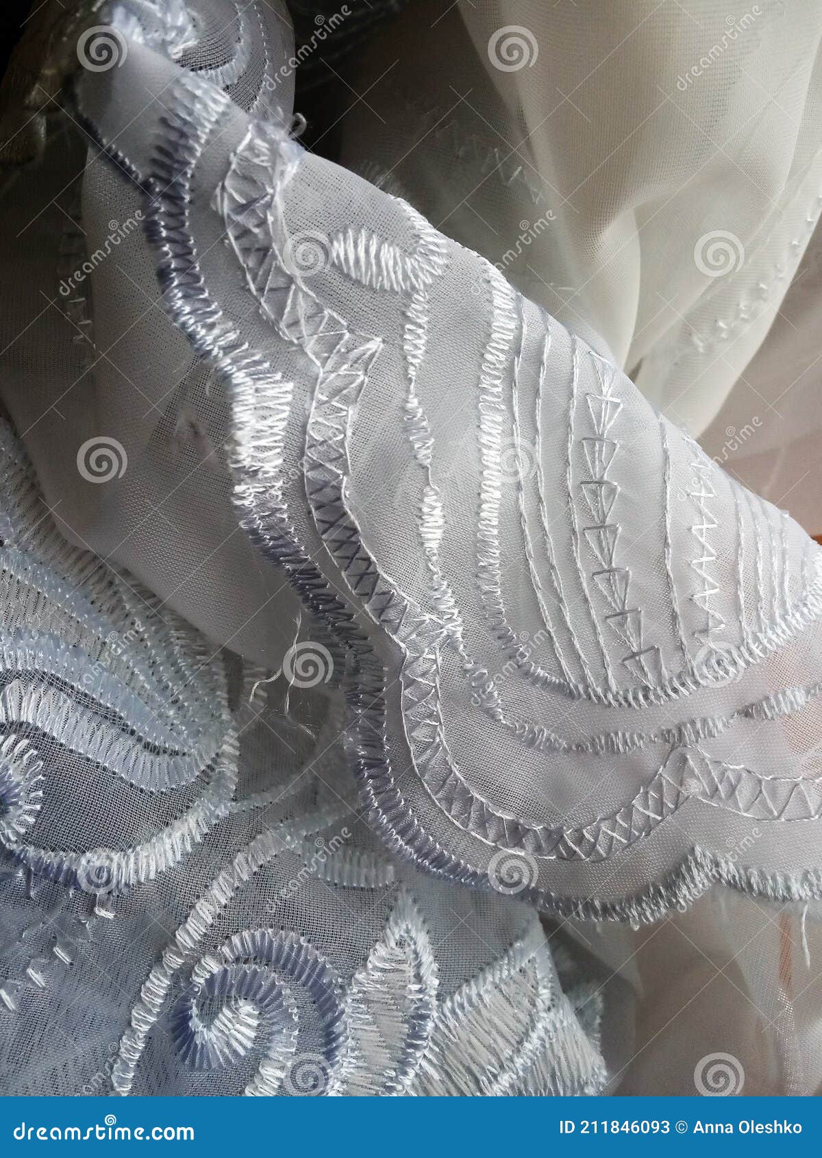 Diaphanous White Fabric Draped With Folds, Textile Wave Background ...