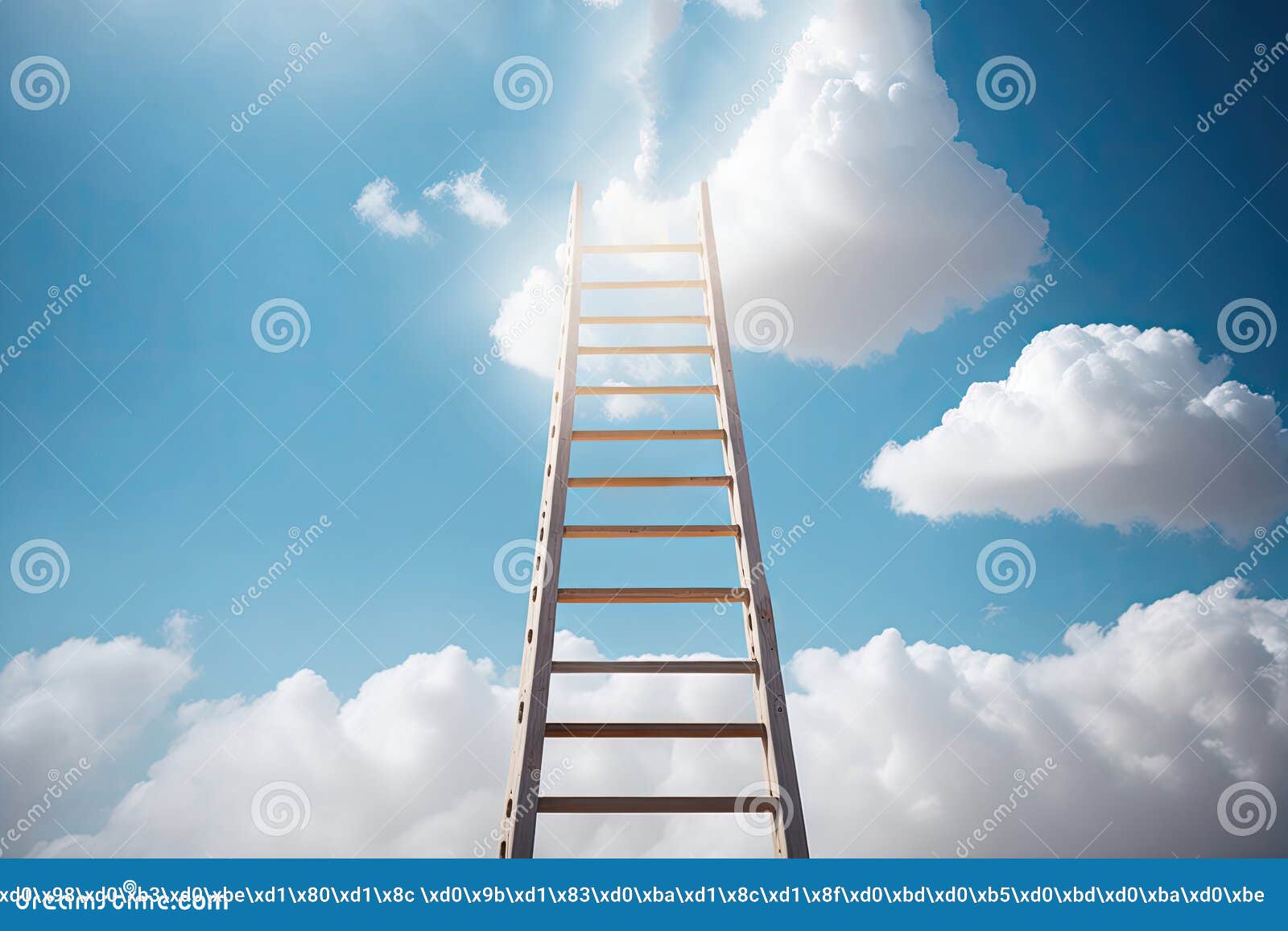 White Ladder Reaching the Clouds. Ai Generative Stock Photo - Image of ...