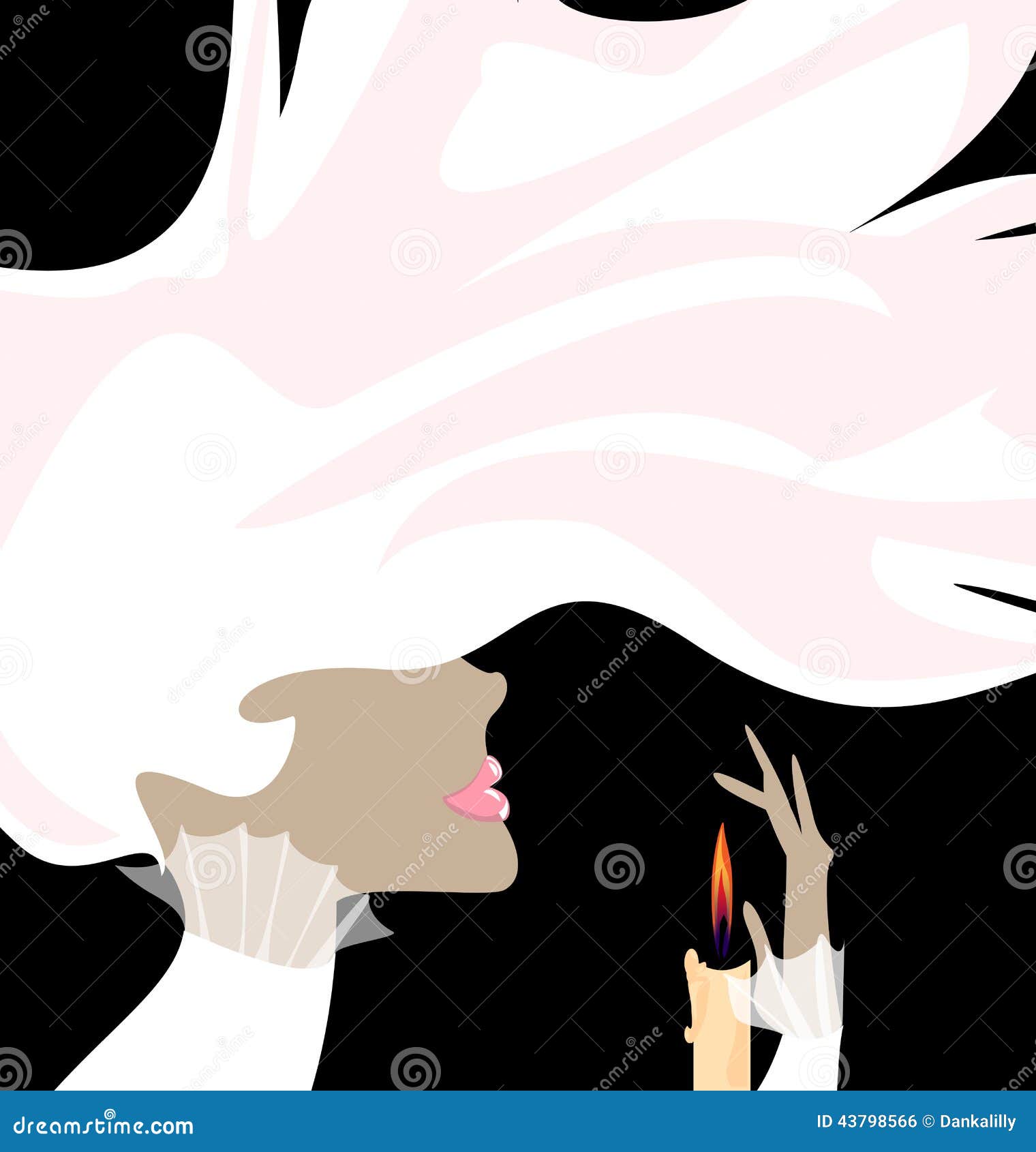 White lady and candle stock vector. Illustration of face - 43798566