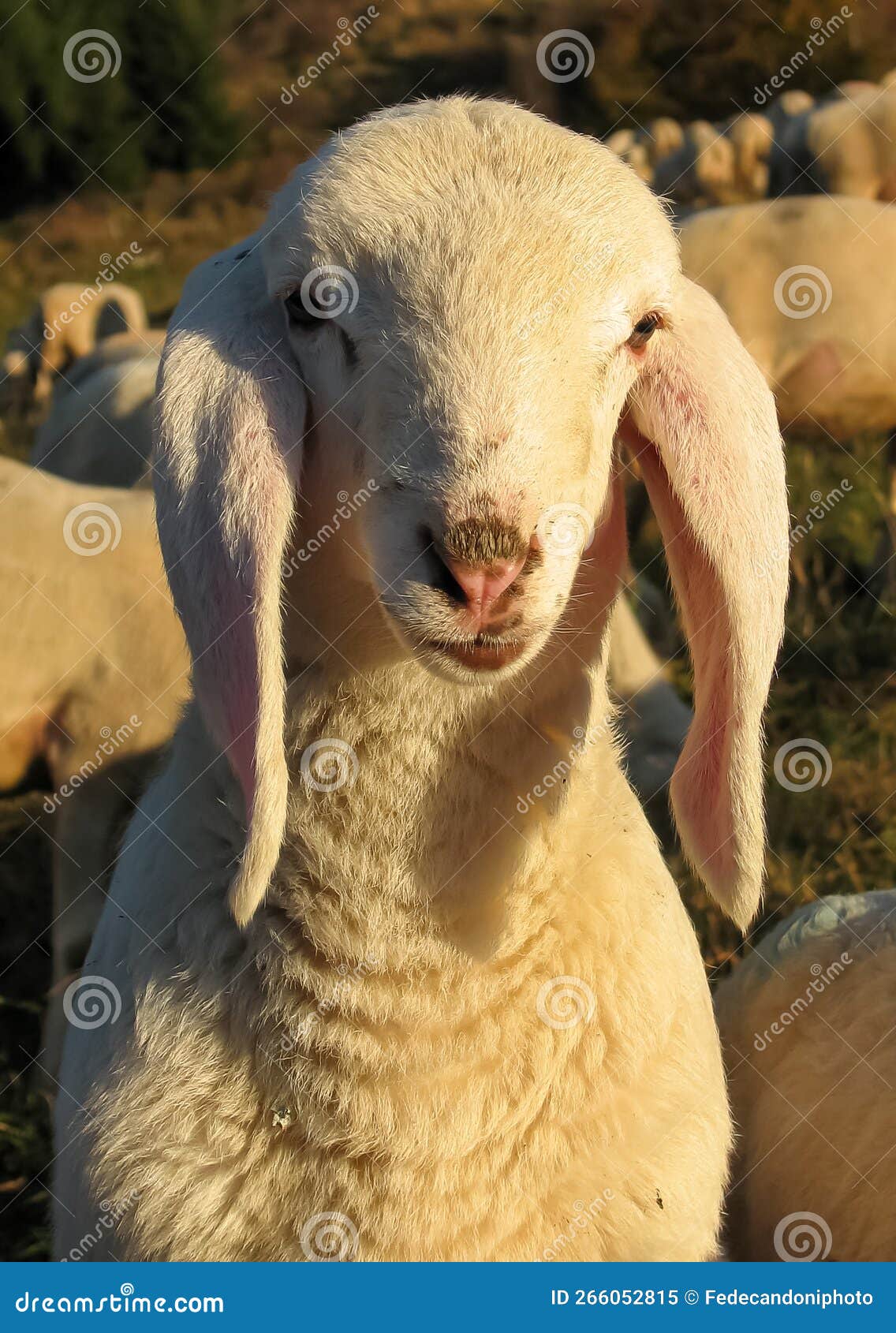 White Lamb in a Flock in the Mountain Stock Image - Image of merino ...