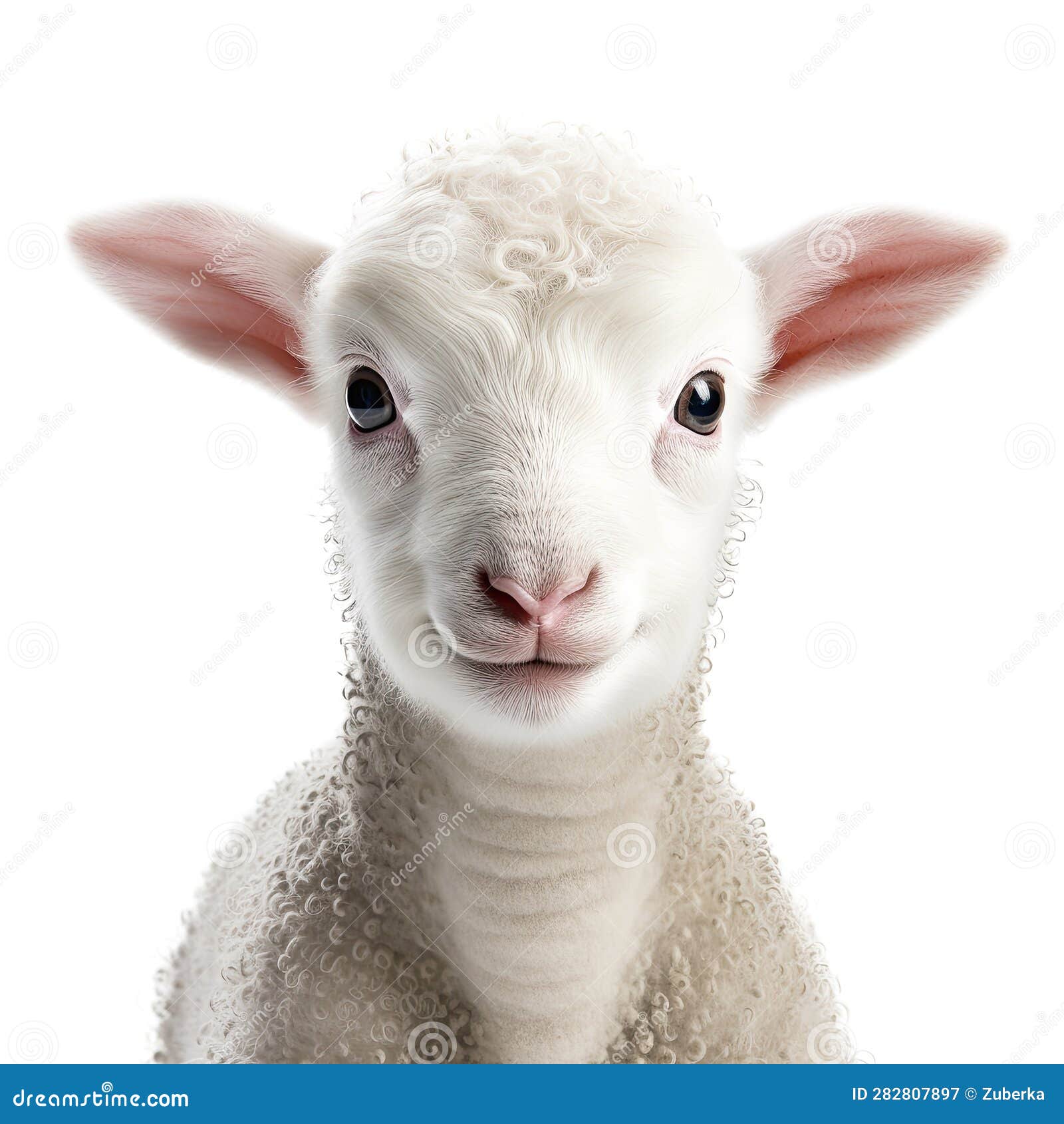White Lamb Portrait Isolated on White Stock Illustration - Illustration ...