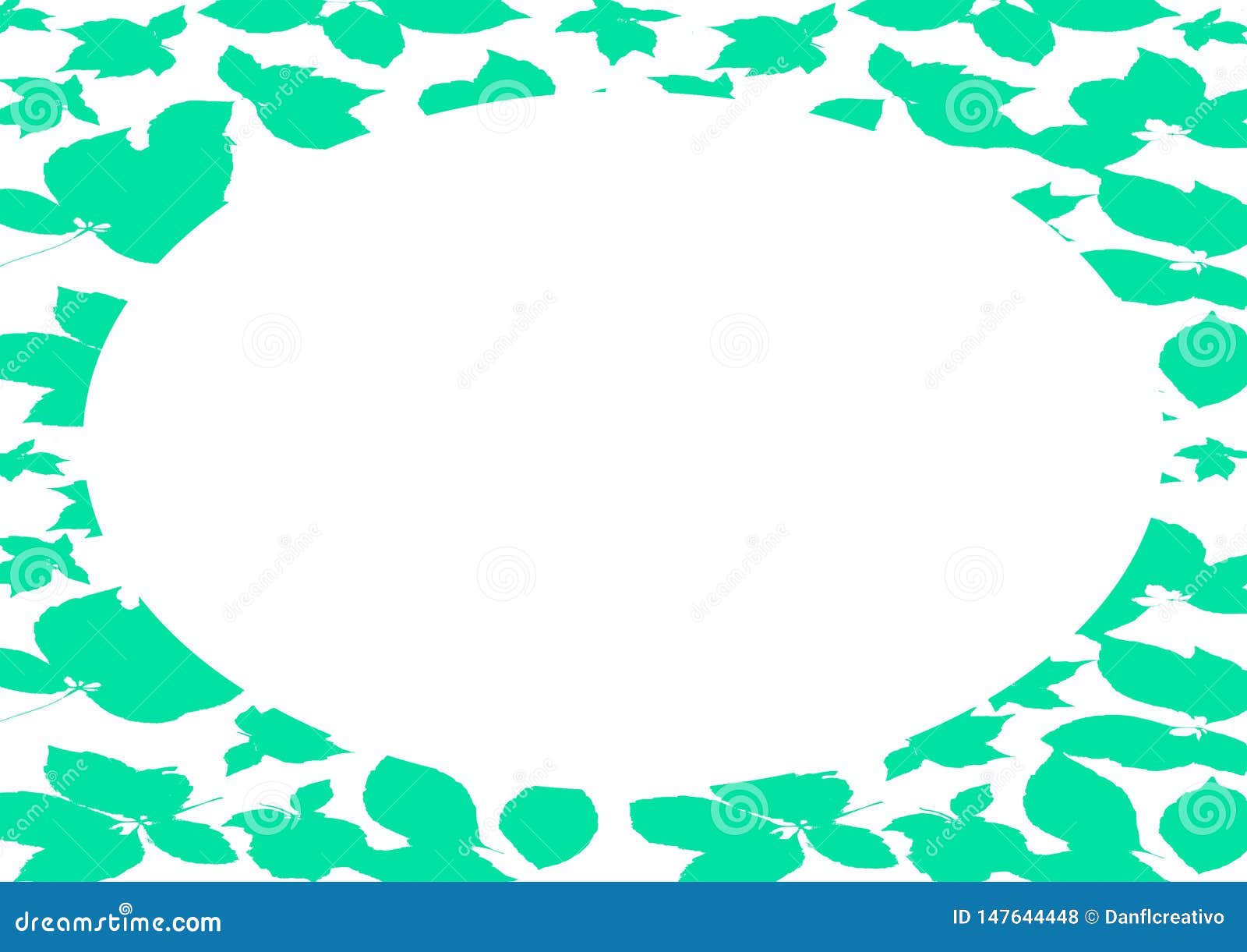 White Landscape Background with Rounded Leaves Borders Stock ...