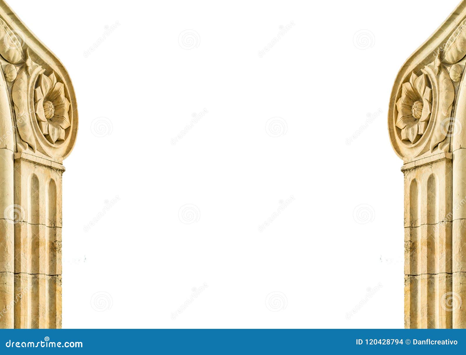 White Landscape Frame with Ornate Column Borders Stock Photo - Image of ...