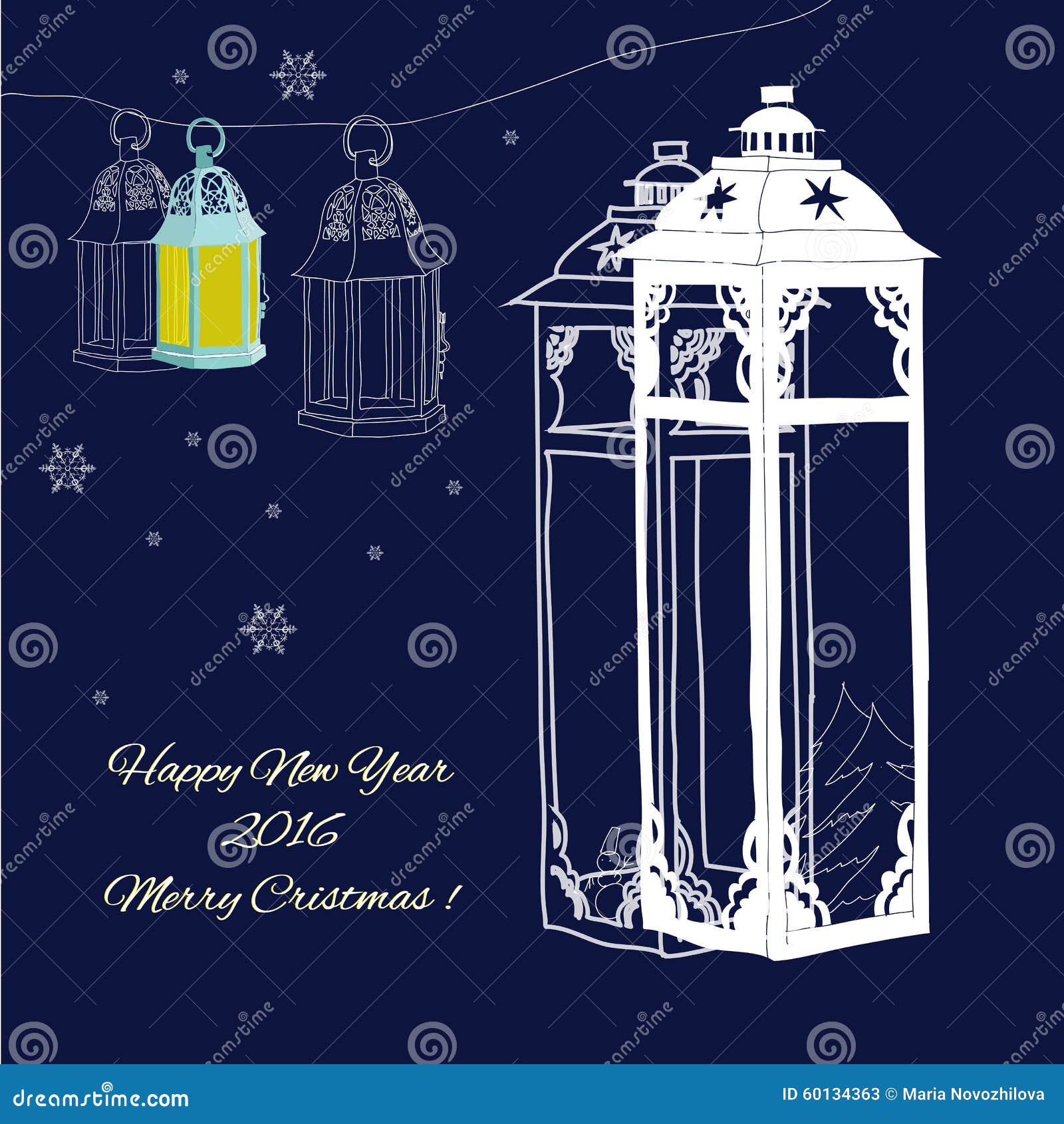 White Lanterns with Snowflake Stock Vector - Illustration of creative ...
