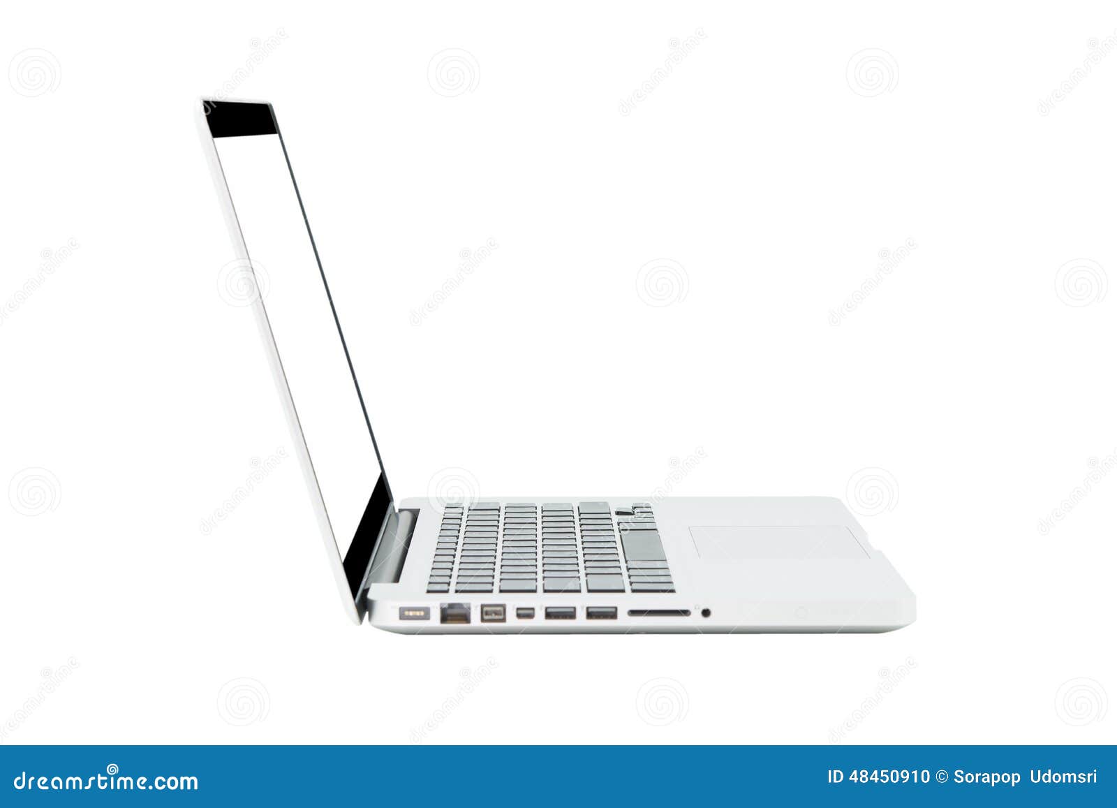 White Laptop with Blank Screen Isolated Stock Photo - Image of digital ...