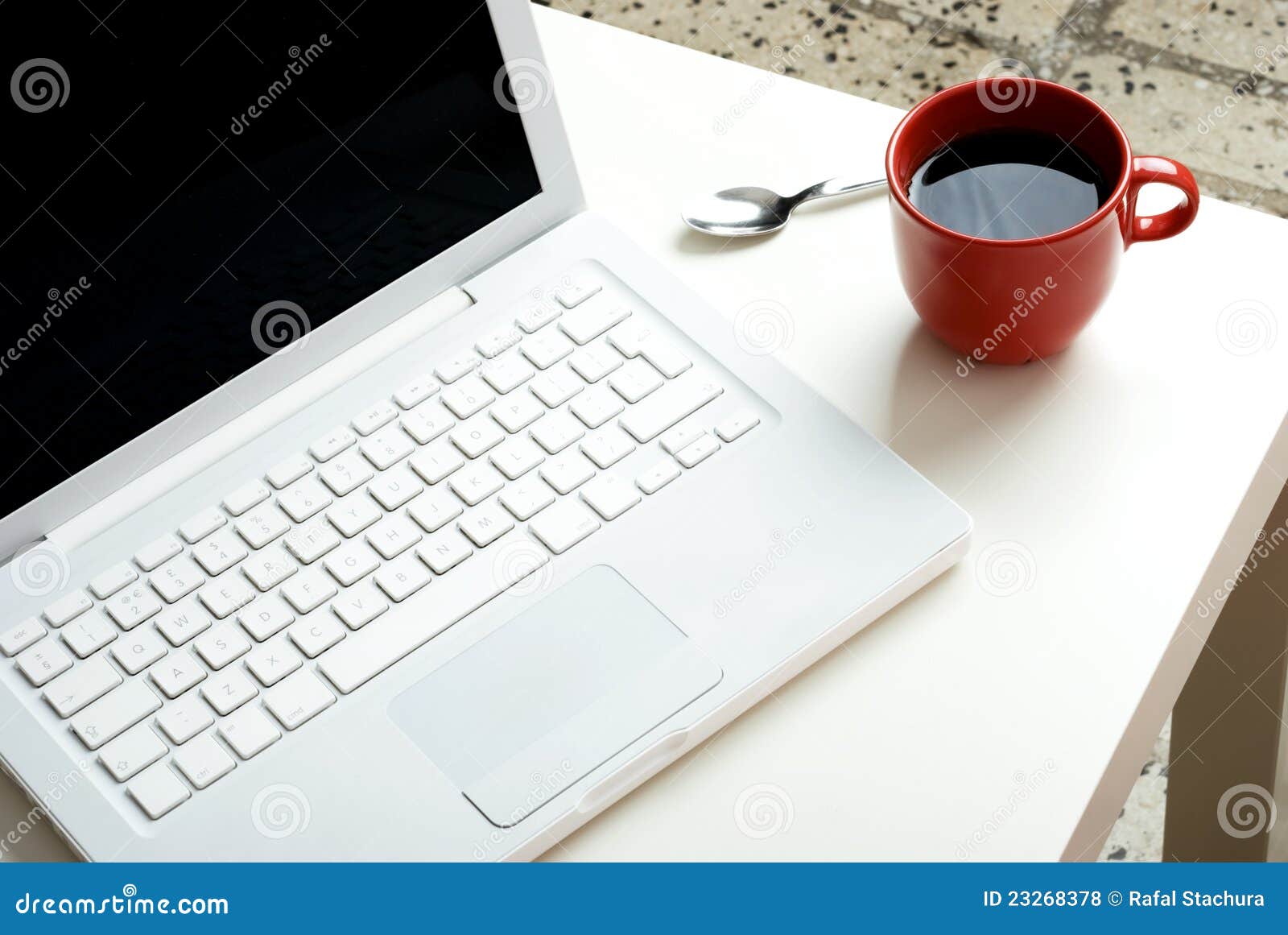 White laptop and coffee stock photo. Image of contemporary - 23268378