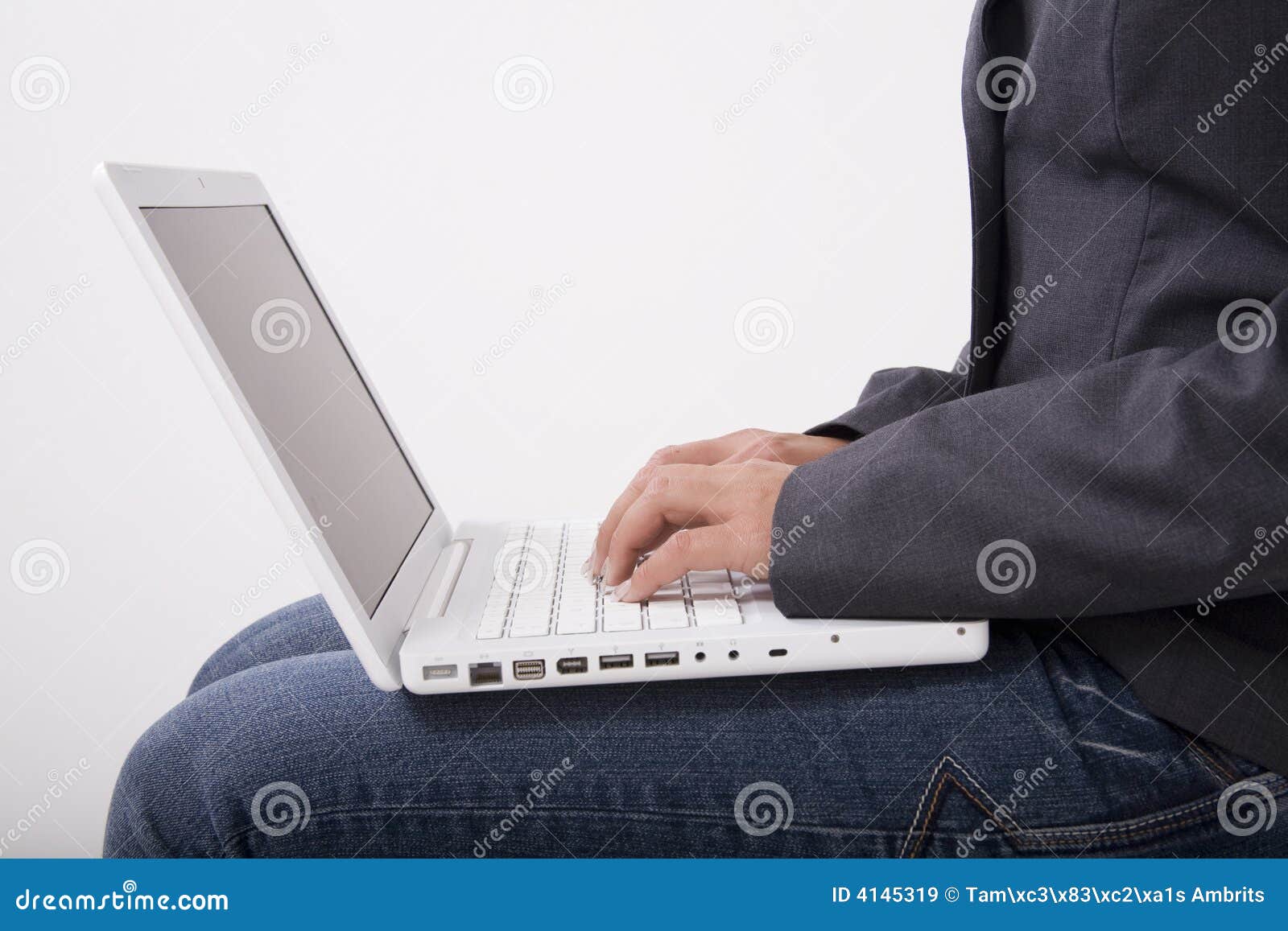 White laptop computer stock image. Image of laptop, casual - 4145319
