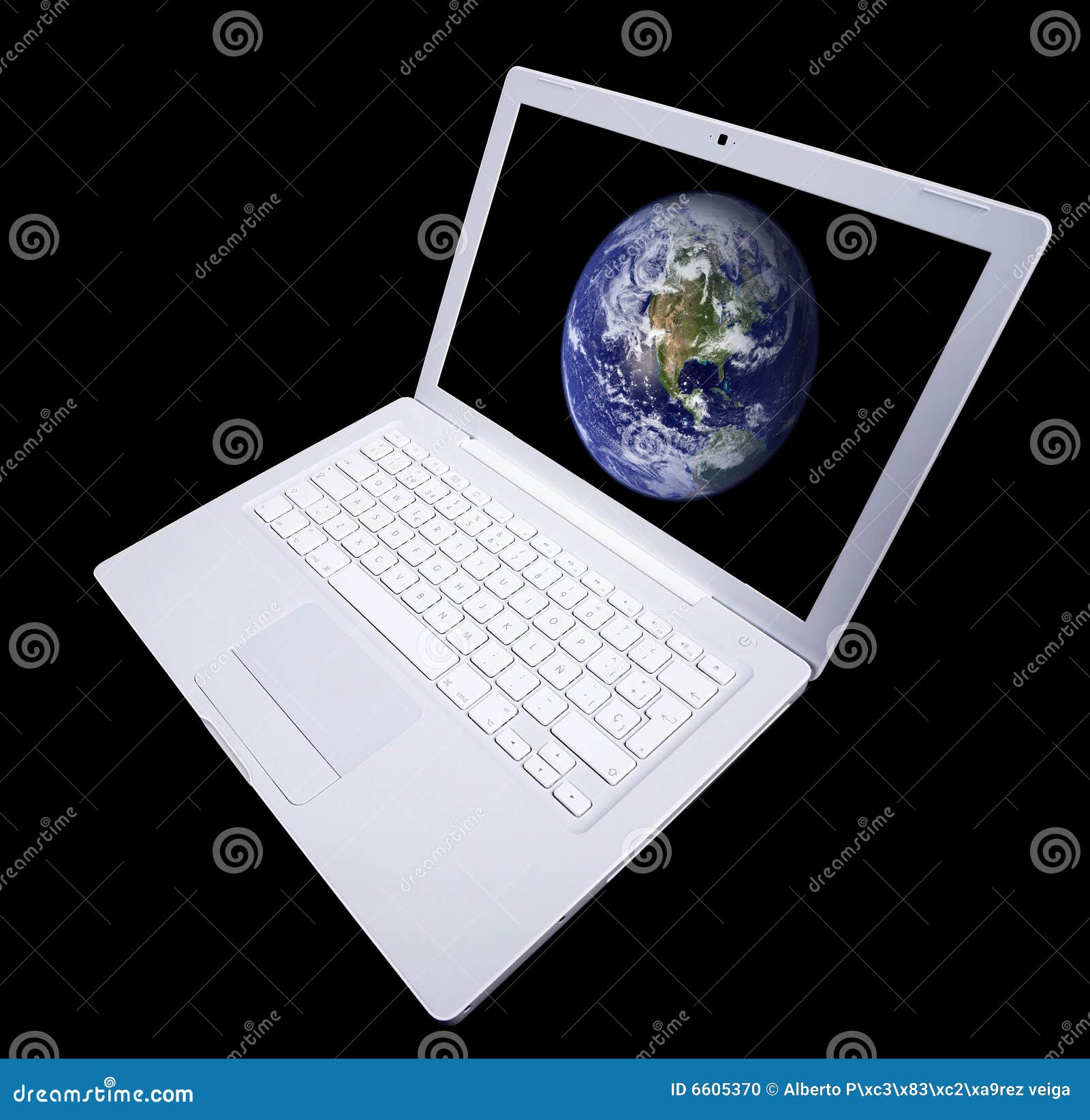White Laptop Computer Isolated on Black Stock Photo - Image of inet ...