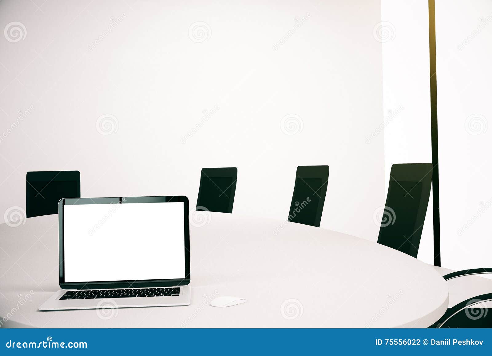 White Laptop in Conference Room Stock Illustration - Illustration of ...