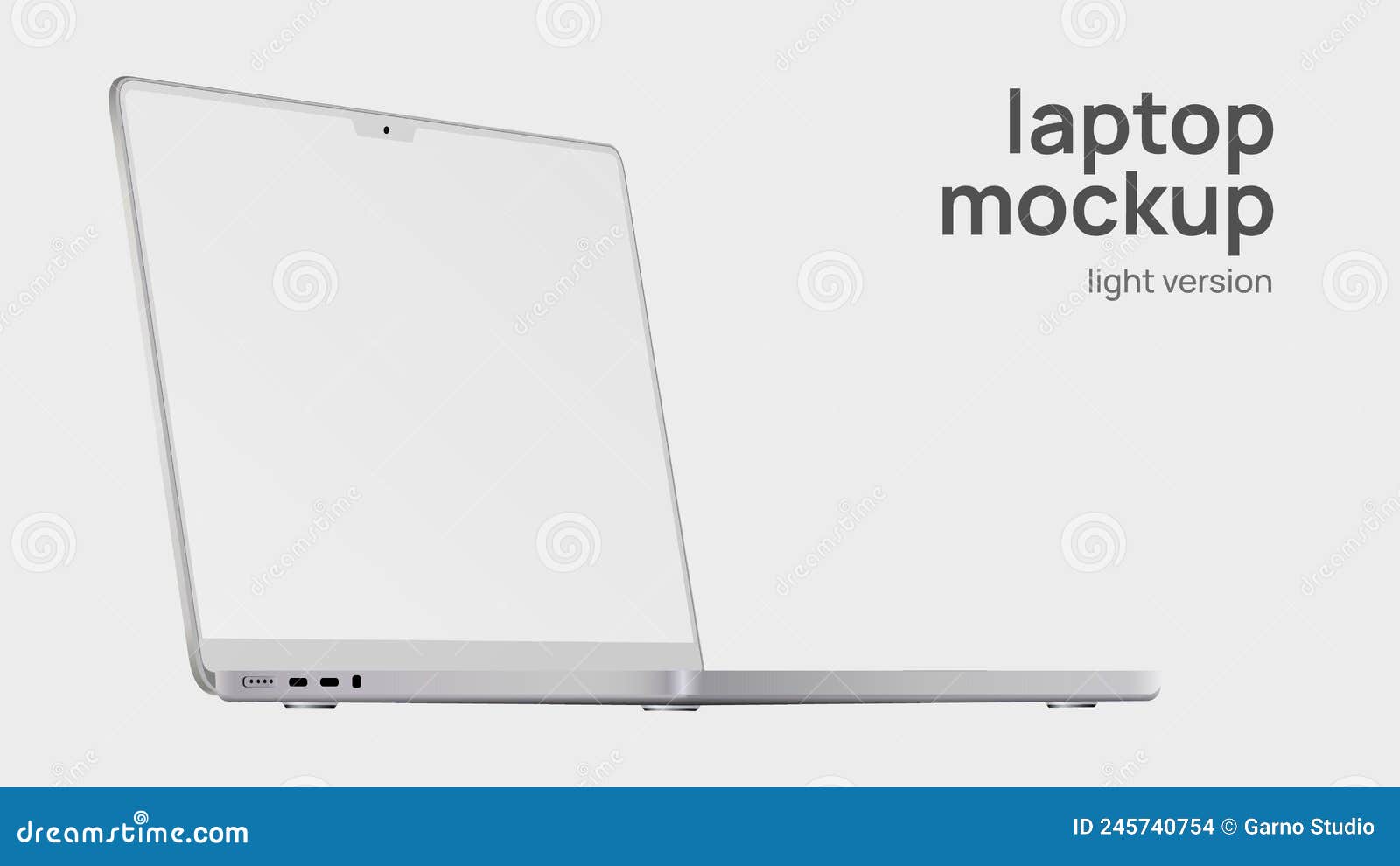 White Laptop. Diagonal View. Mockup with Editable Screen Stock Vector ...