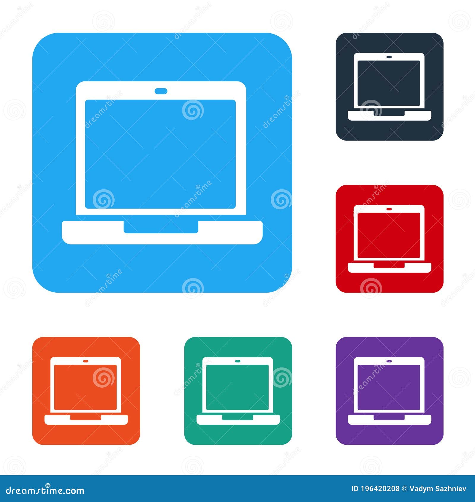 White Laptop Icon Isolated on White Background. Computer Notebook with ...