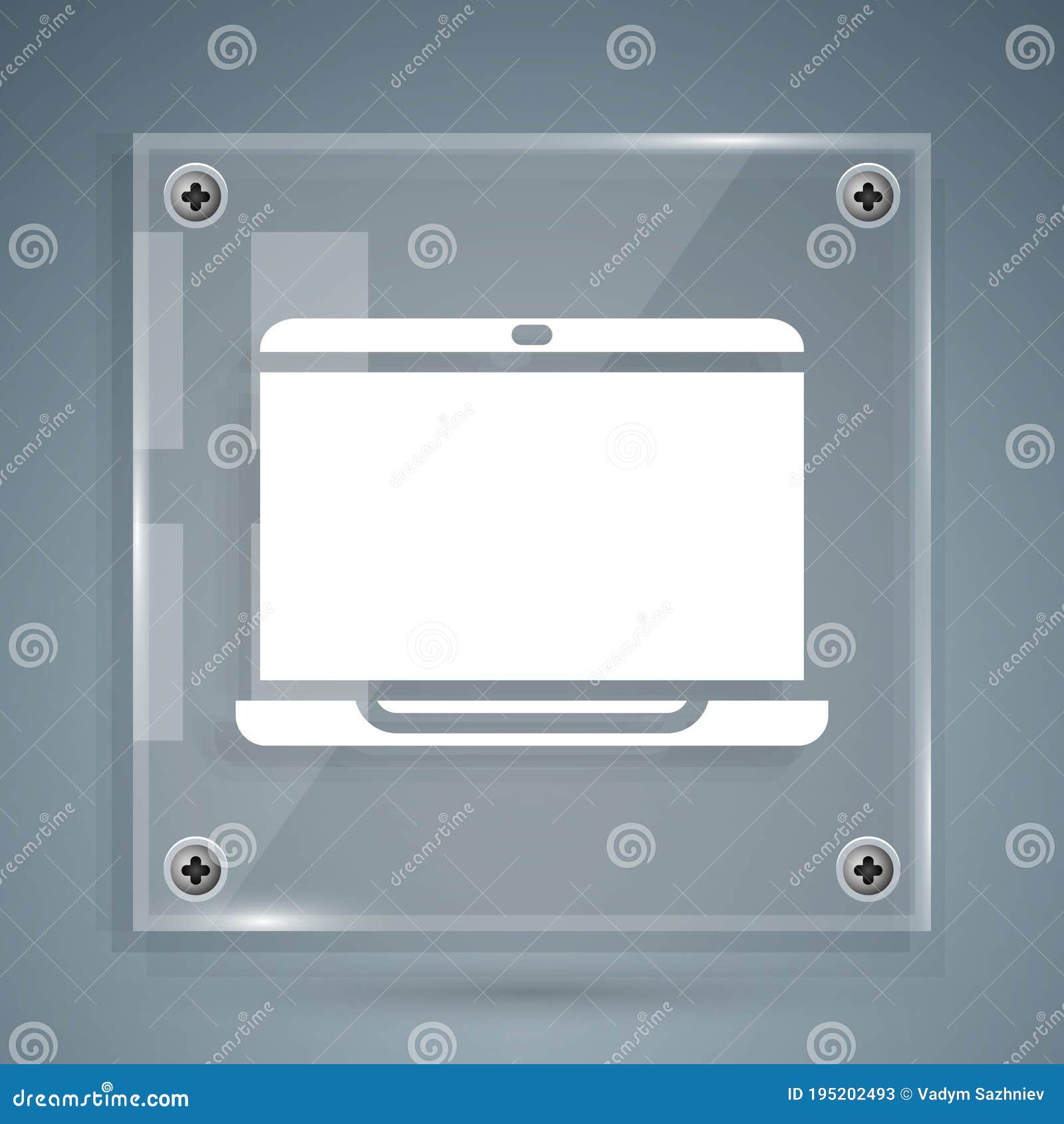 White Laptop Icon Isolated on Grey Background. Computer Notebook with ...