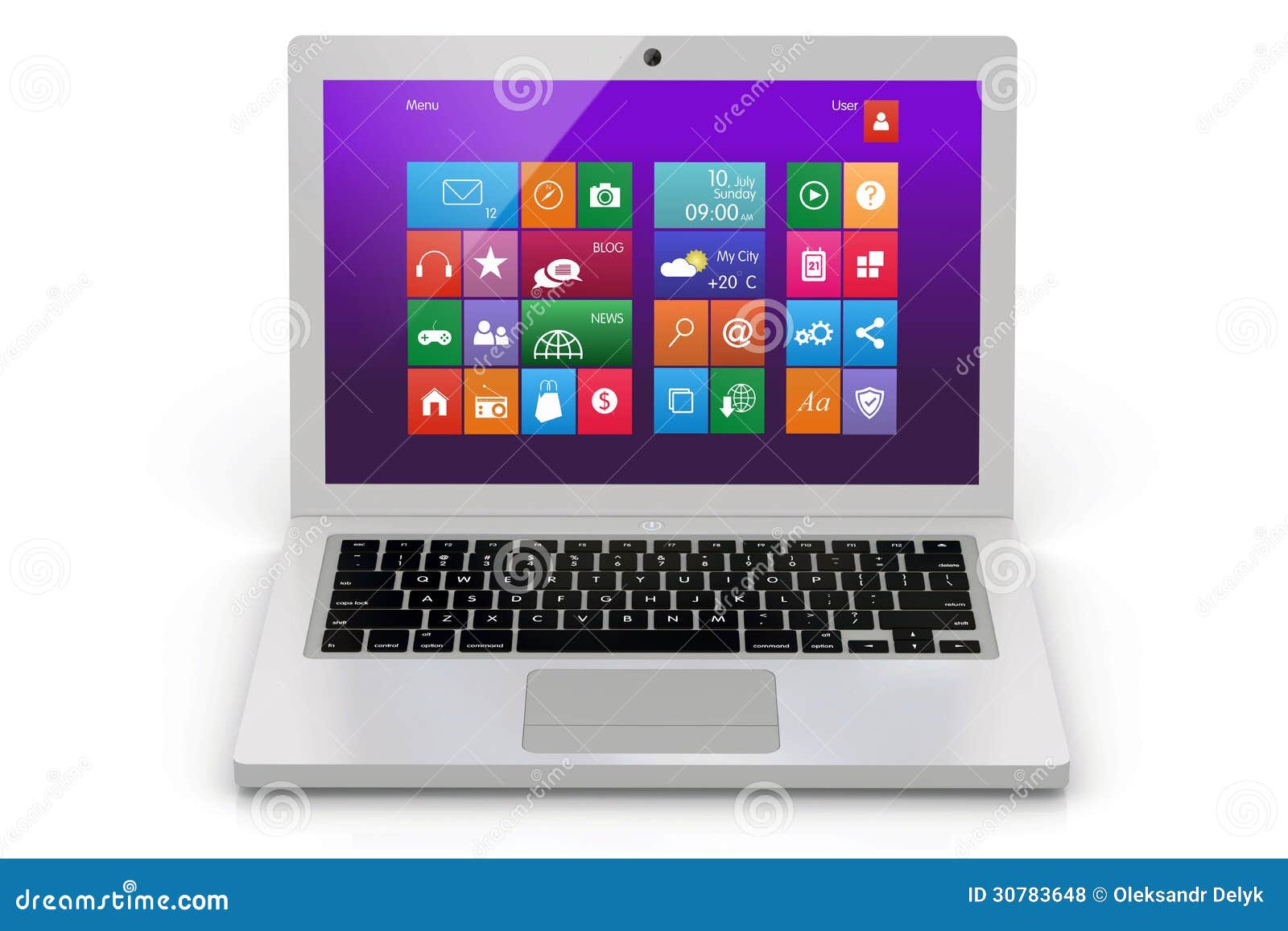 White Laptop with Interface Stock Photo - Image of portable, innovation ...