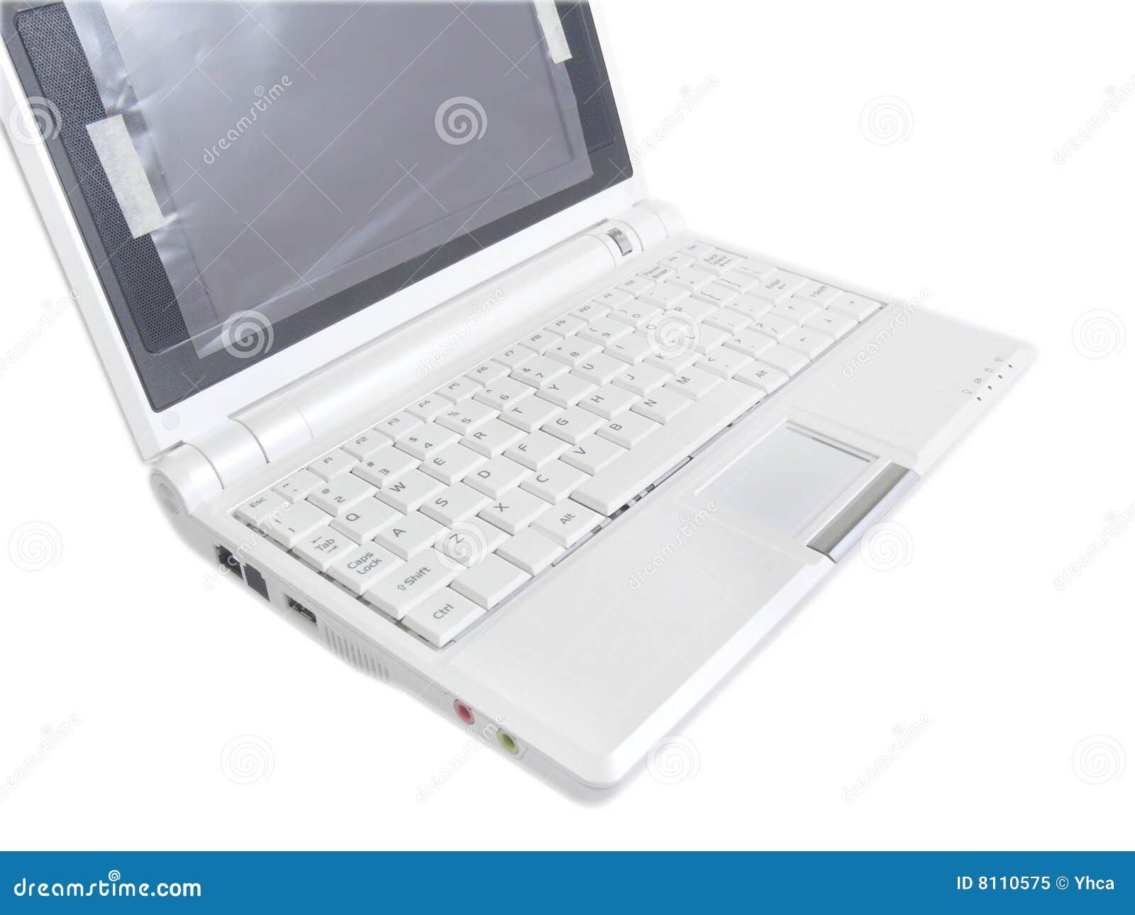 White Laptop Showing White Keyboard from the Left Stock Image - Image ...