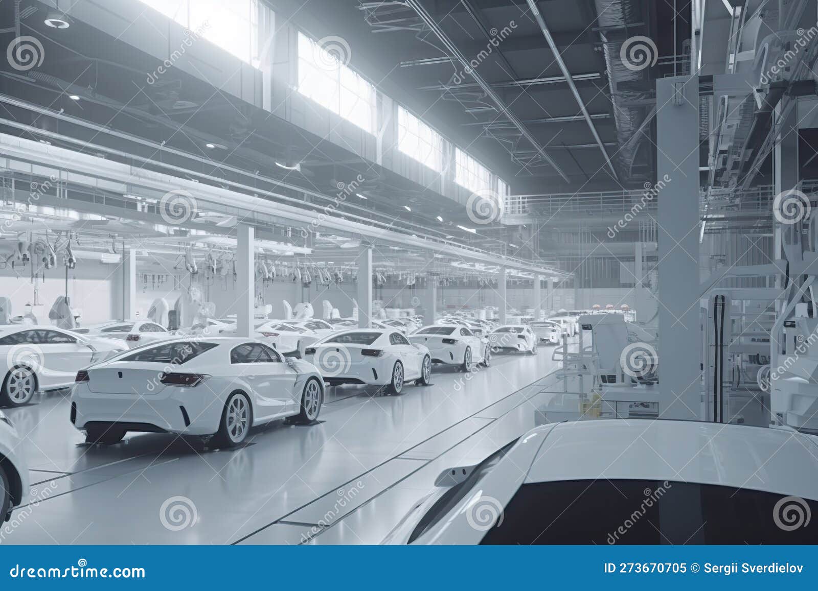 White Large Modern and Smart Factory that is Focused on Electric Cars ...