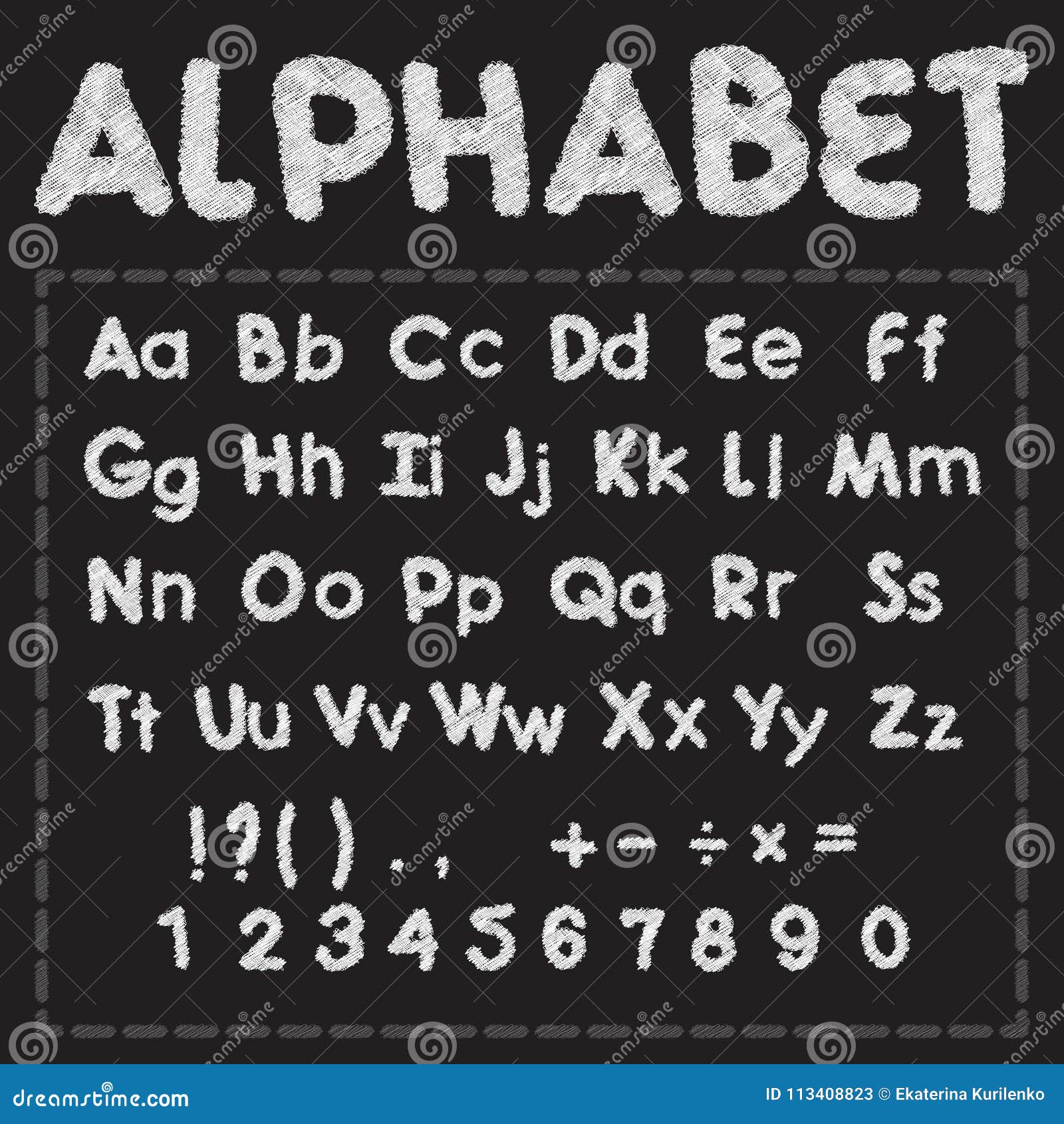 White Latin Alphabet with Scribble Effect Stock Vector - Illustration ...