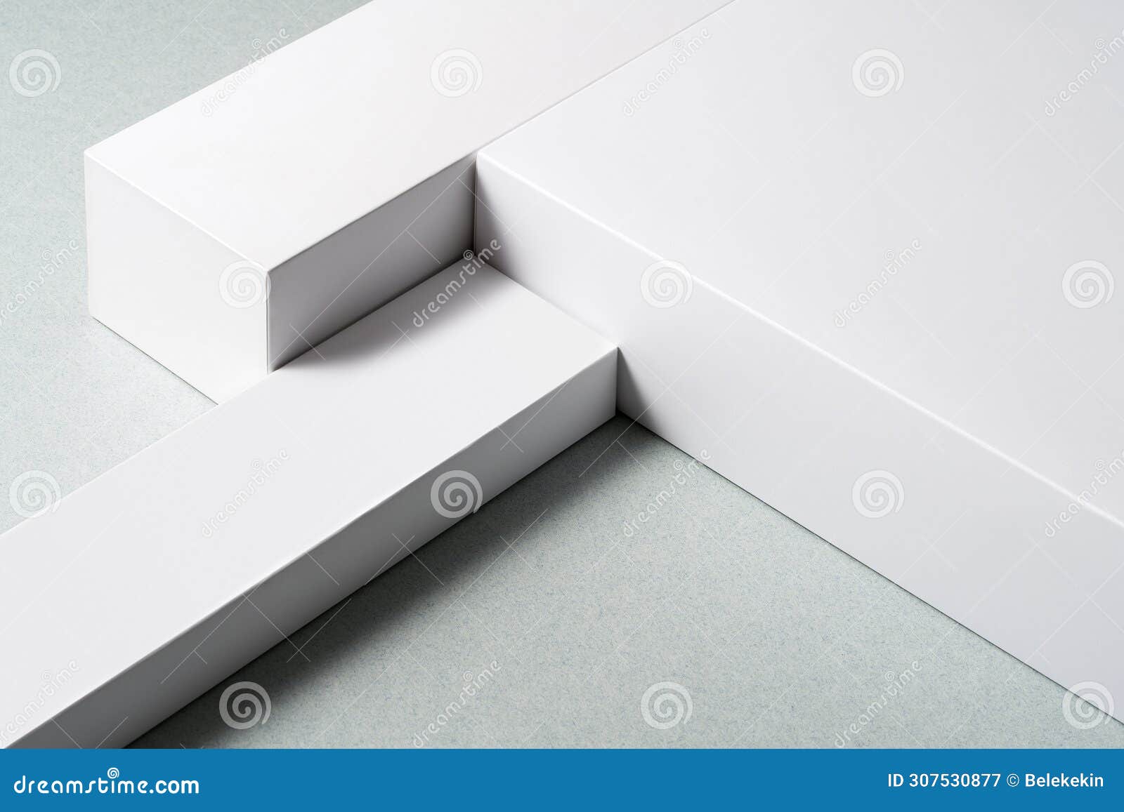 White Layered Pedestal, Boxes on Gray Background Stock Image - Image of ...