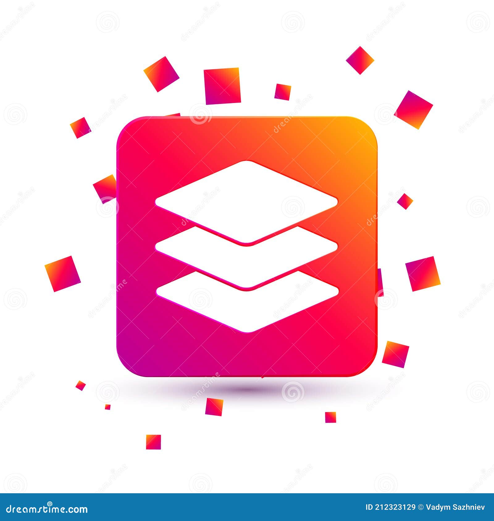 White Layers Icon Isolated on White Background. Square Color Button ...