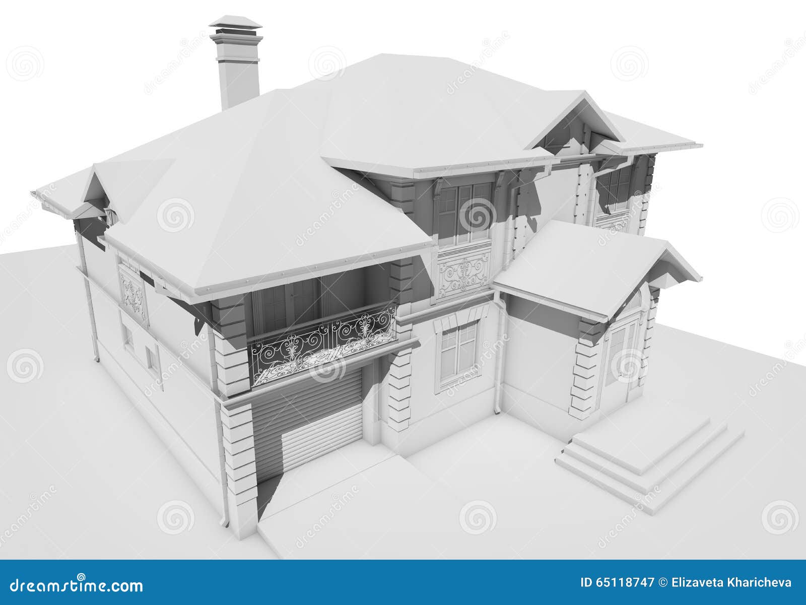 White Layout of the Cottage, a Detached House - Top View Stock ...