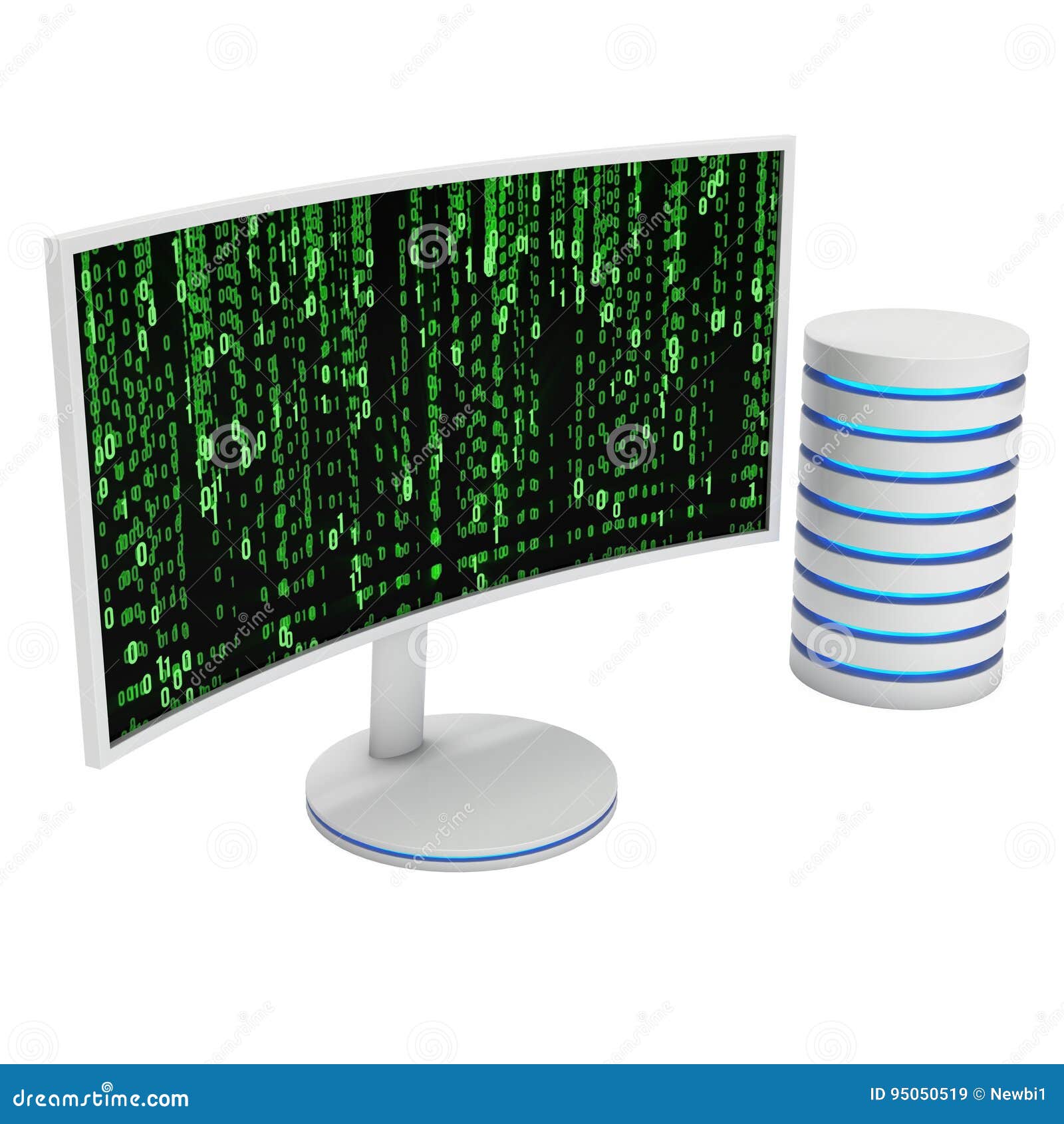 White LCD Tv Screen with Server Hard Disk Stock Illustration ...