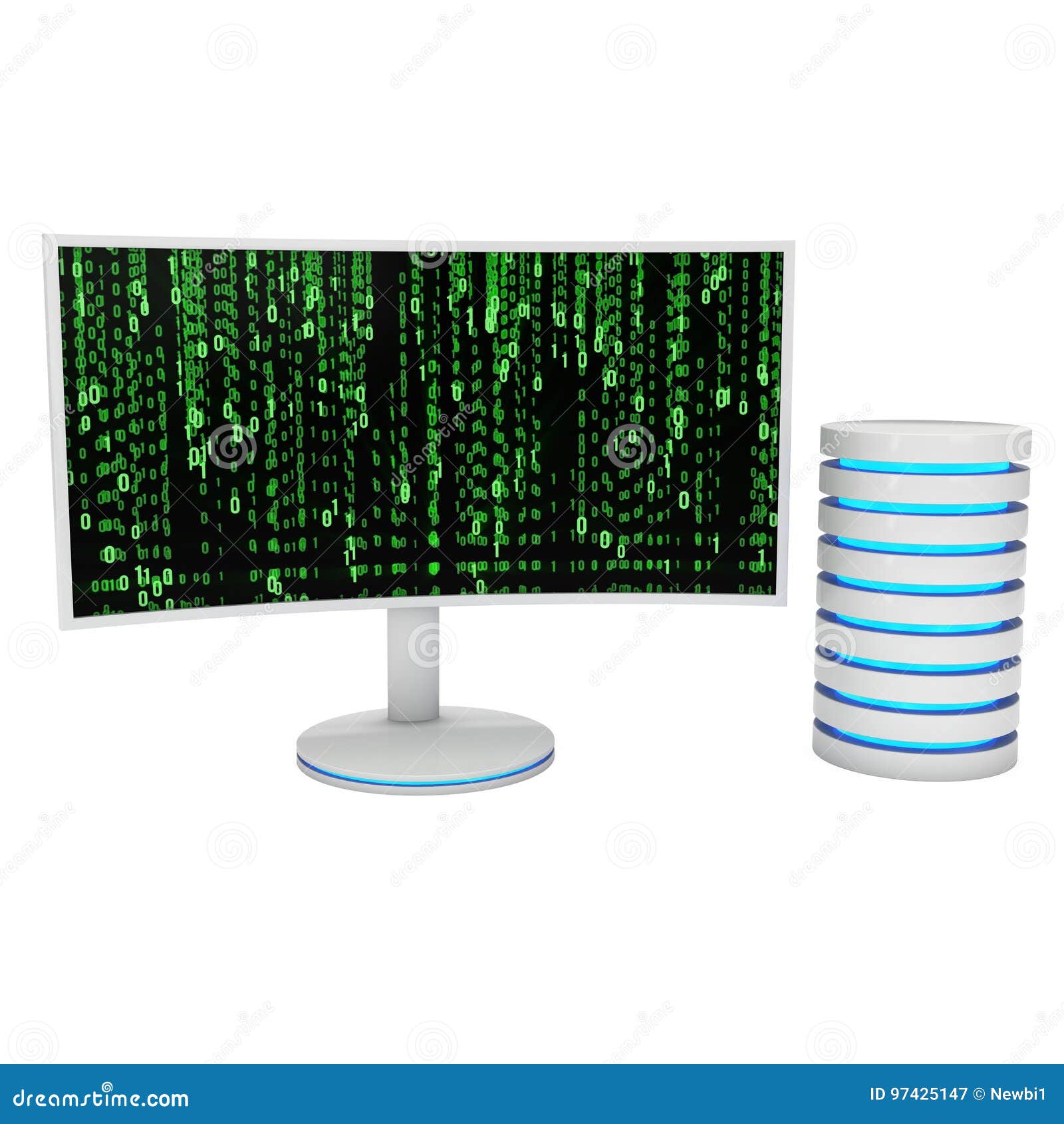White LCD Tv Screen with Server Hard Disk Stock Illustration ...