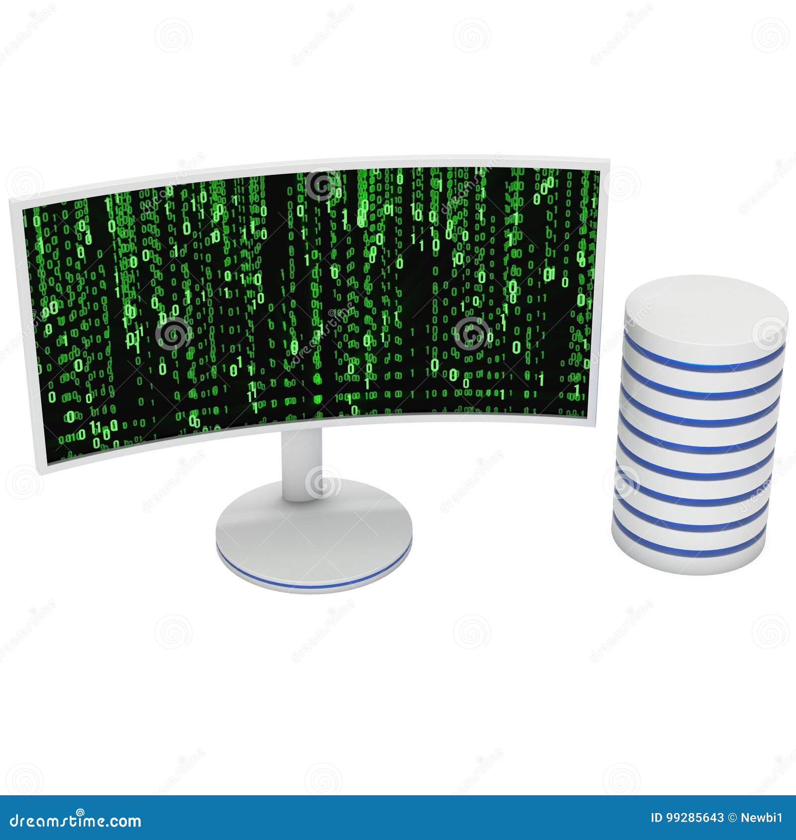 White LCD Tv Screen with Server Hard Disk Stock Illustration ...