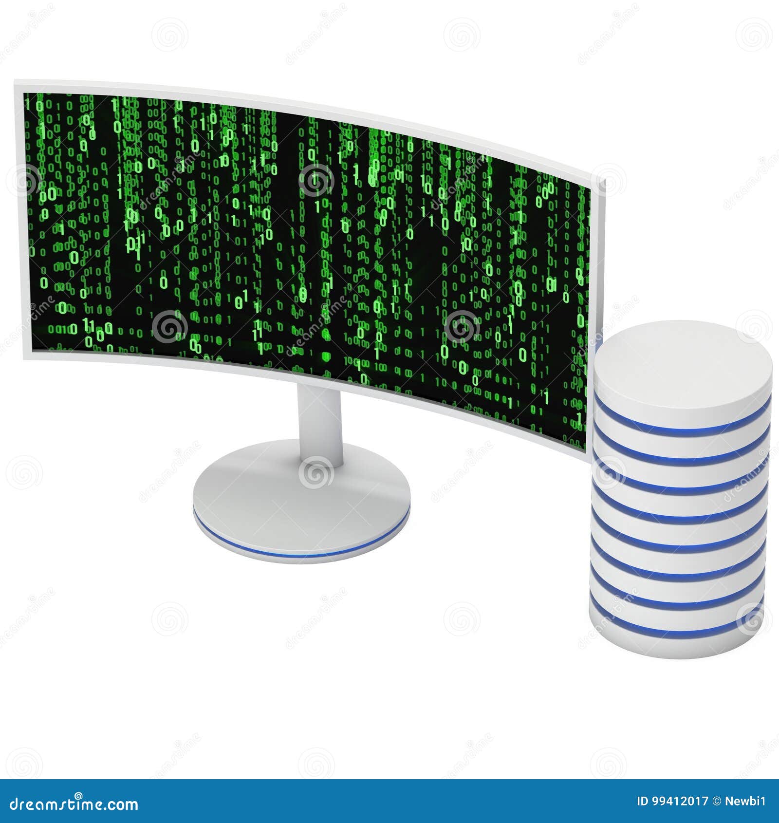 White LCD Tv Screen with Server Hard Disk Stock Illustration ...