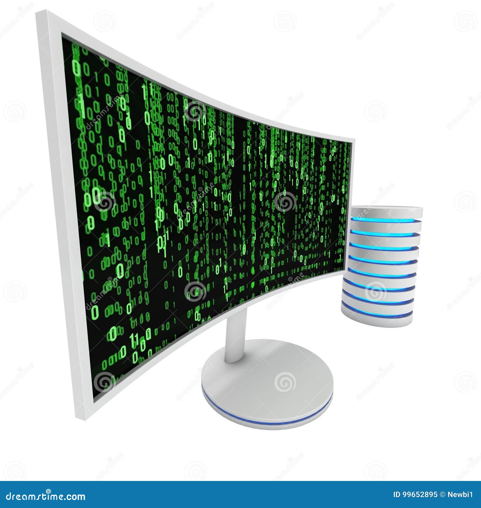 White LCD Tv Screen with Server Hard Disk Stock Illustration ...
