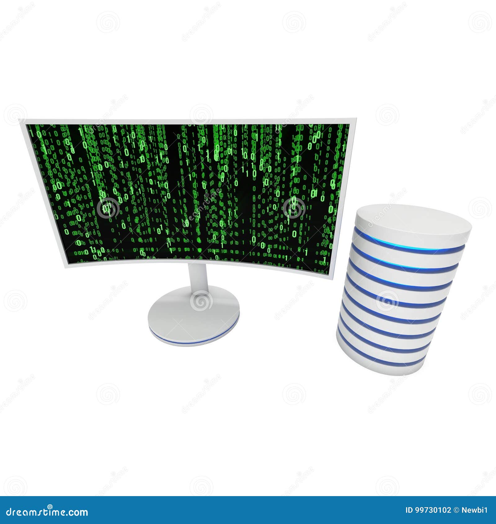 White LCD Tv Screen with Server Hard Disk Stock Illustration ...