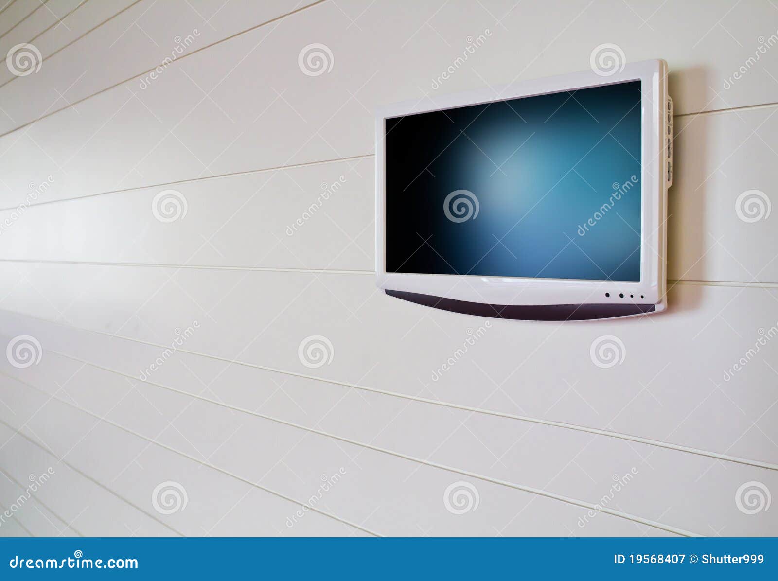 White LCD on white wall stock image. Image of hdtv, horizontal - 19568407