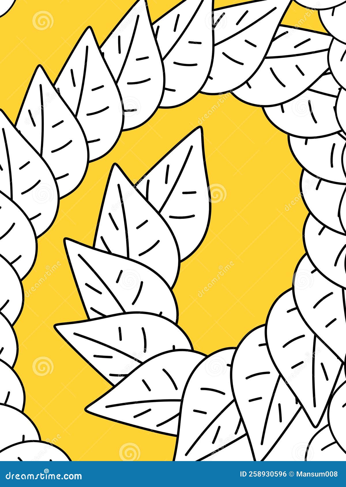 White Leaf Cartoon on Yellow Background Stock Illustration ...
