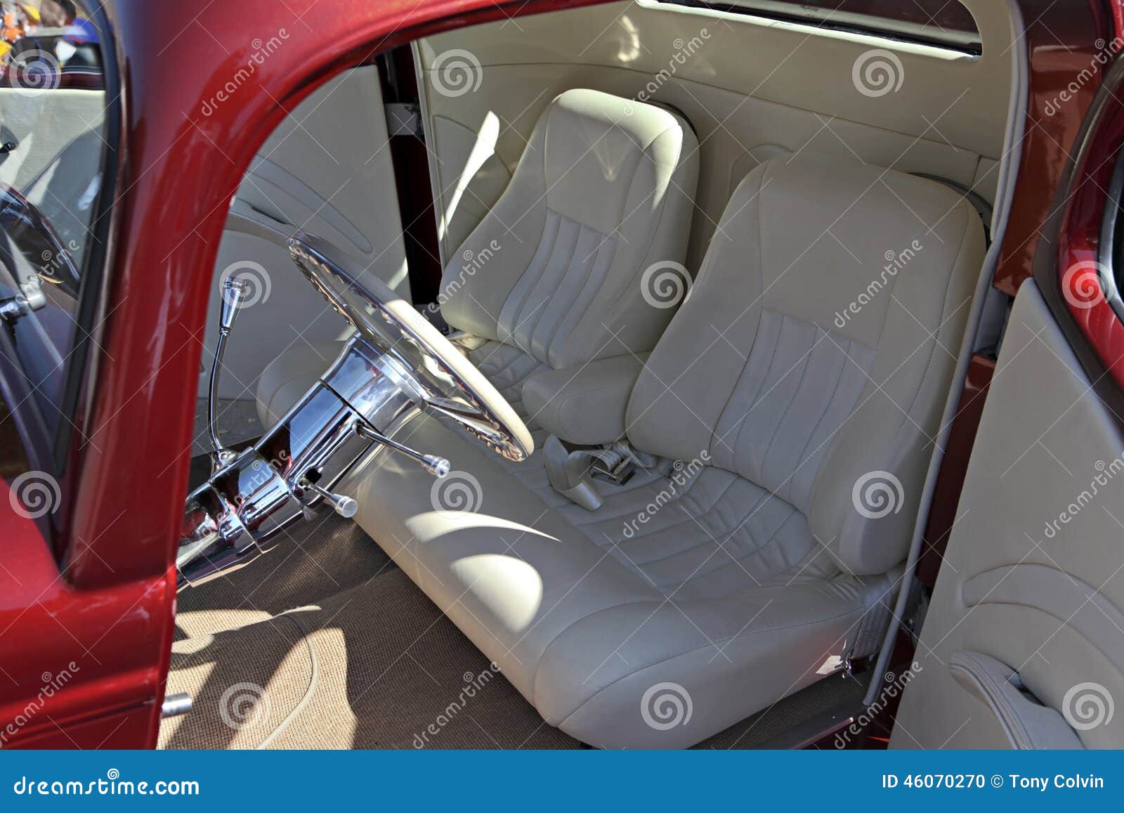 White Leather Custom Interior for Car. Stock Photo - Image of interior ...