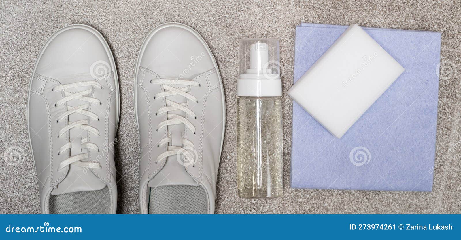 White Leather Shoe Cleaning Kit - Foam, Rag and Sponge Stock Image ...