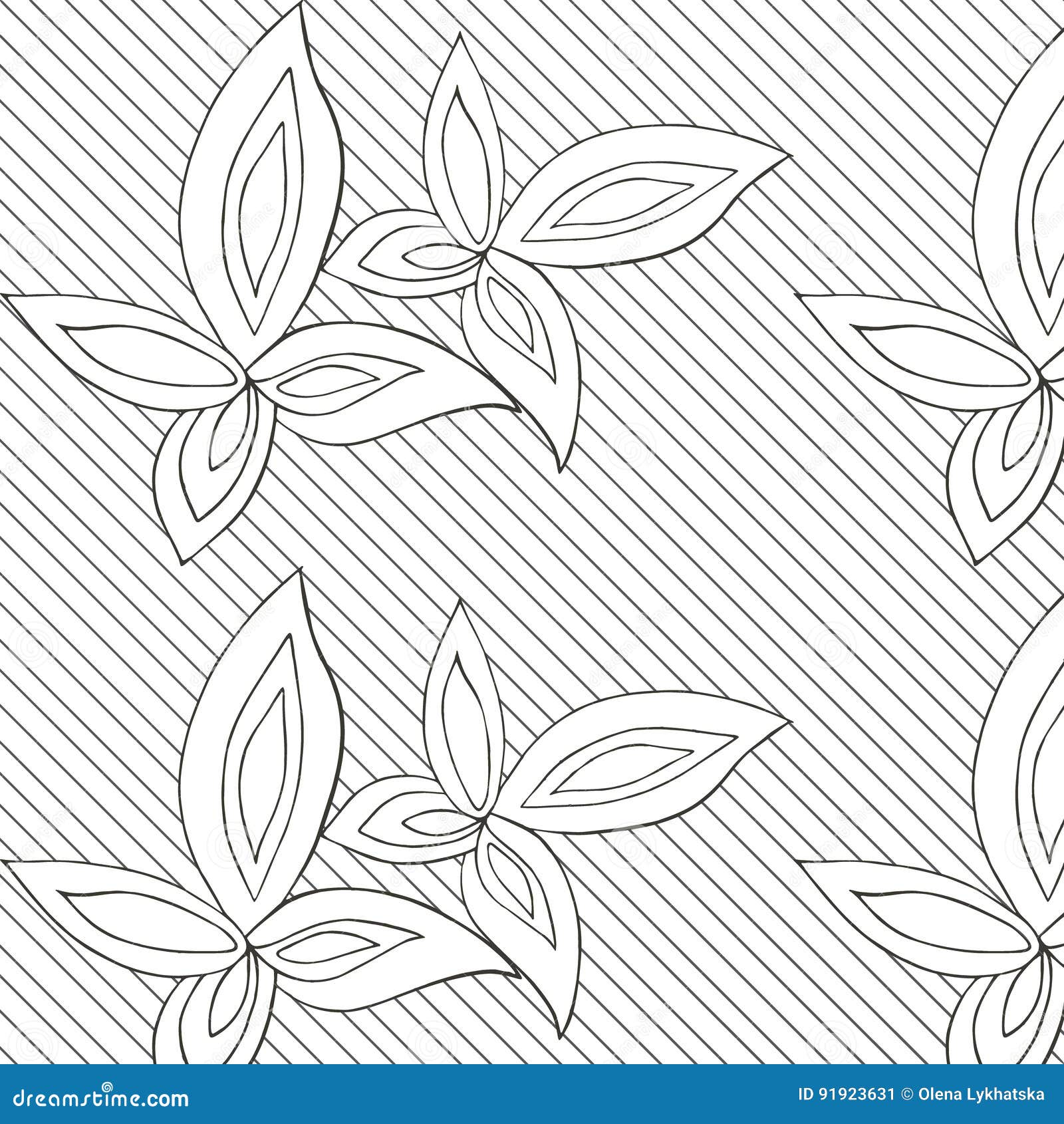 White Leaves Hand Drawn Pattern. Stock Vector - Illustration of graphic ...