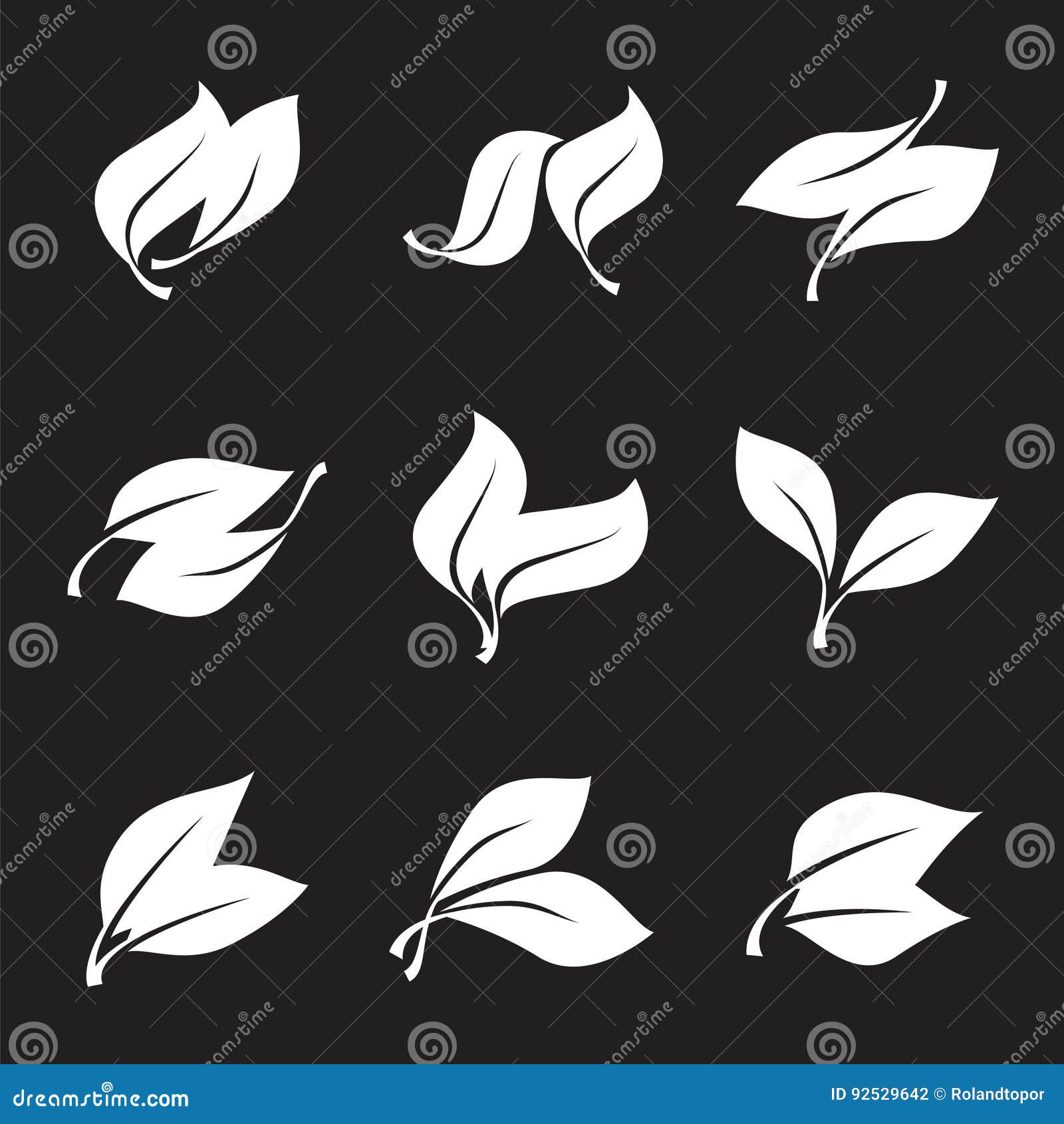 White Leaves Isolated from the Background. Vector Simple Leaves Stock ...
