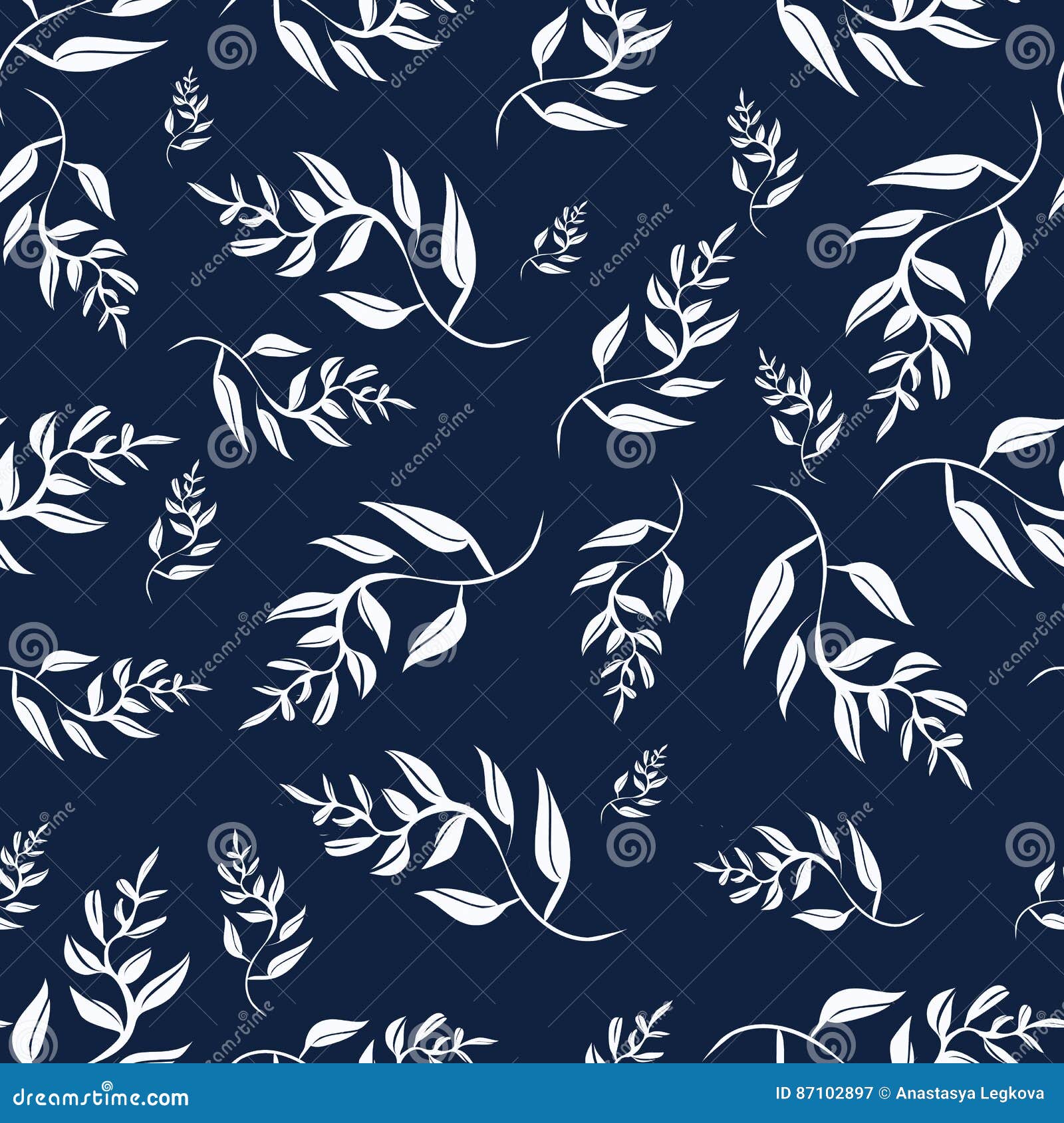 White Leaves Seamless Pattern for Design Illustration EPS10 Stock ...