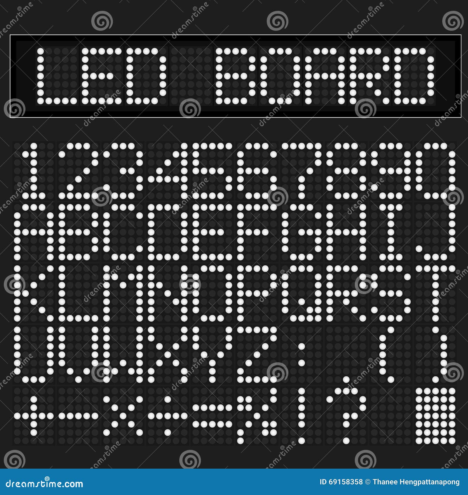 White LED digital font stock illustration. Illustration of text - 69158358