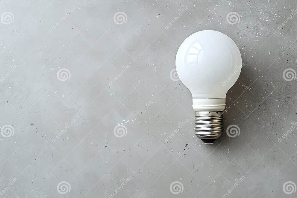 A Simple LED Light Bulb on a Clean Gray Background Radiating Bright ...