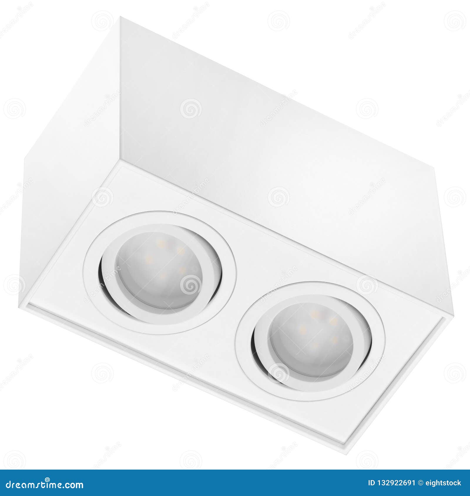 LED Light Double Cube Reflector Isolated on White Background Stock ...