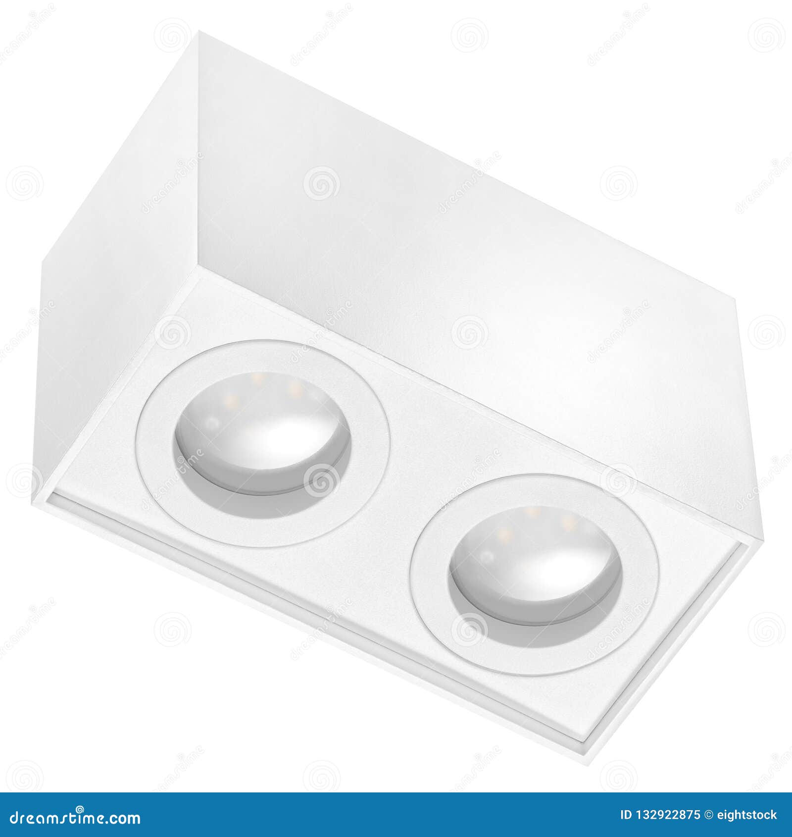 LED Light Double Cube Reflector Isolated on White Background Stock ...