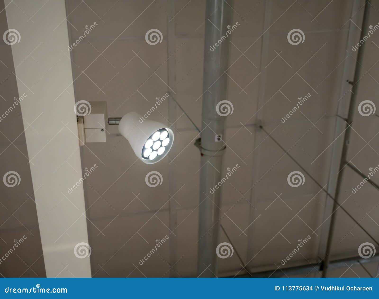 White LED Spot Light Installed on Ceiling in House Stock Photo - Image ...
