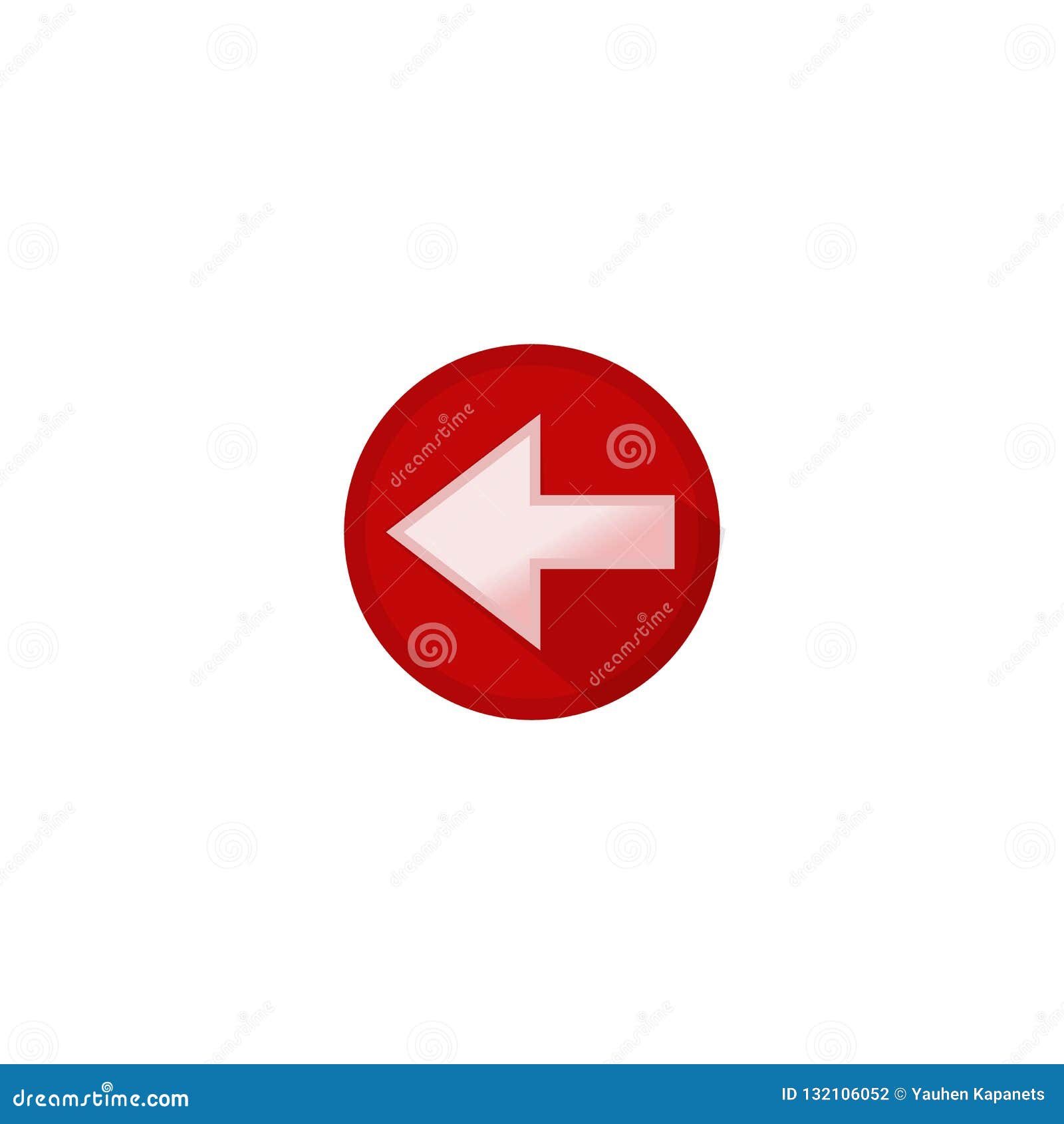White Left Arrow Button Icon on Red Background Stock Vector ...